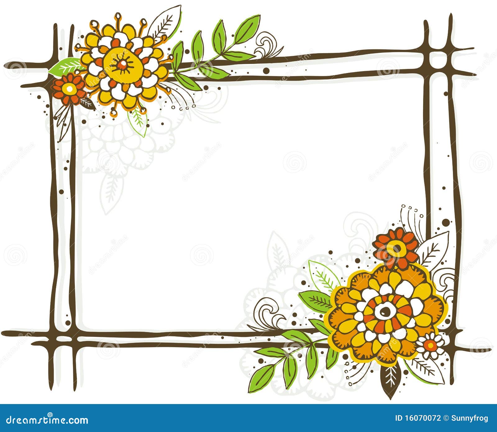 Hand Draw Frame with Flowers Stock Vector - Illustration of decorative ...