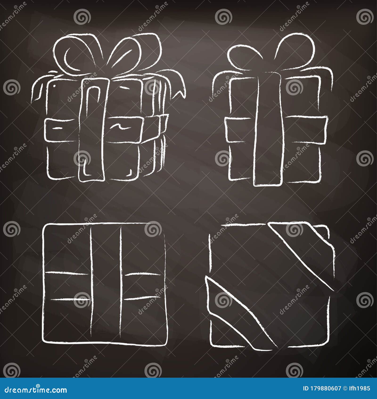 Hand Draw Gift Boxes Blackboard Stock Vector - Illustration of isolated ...