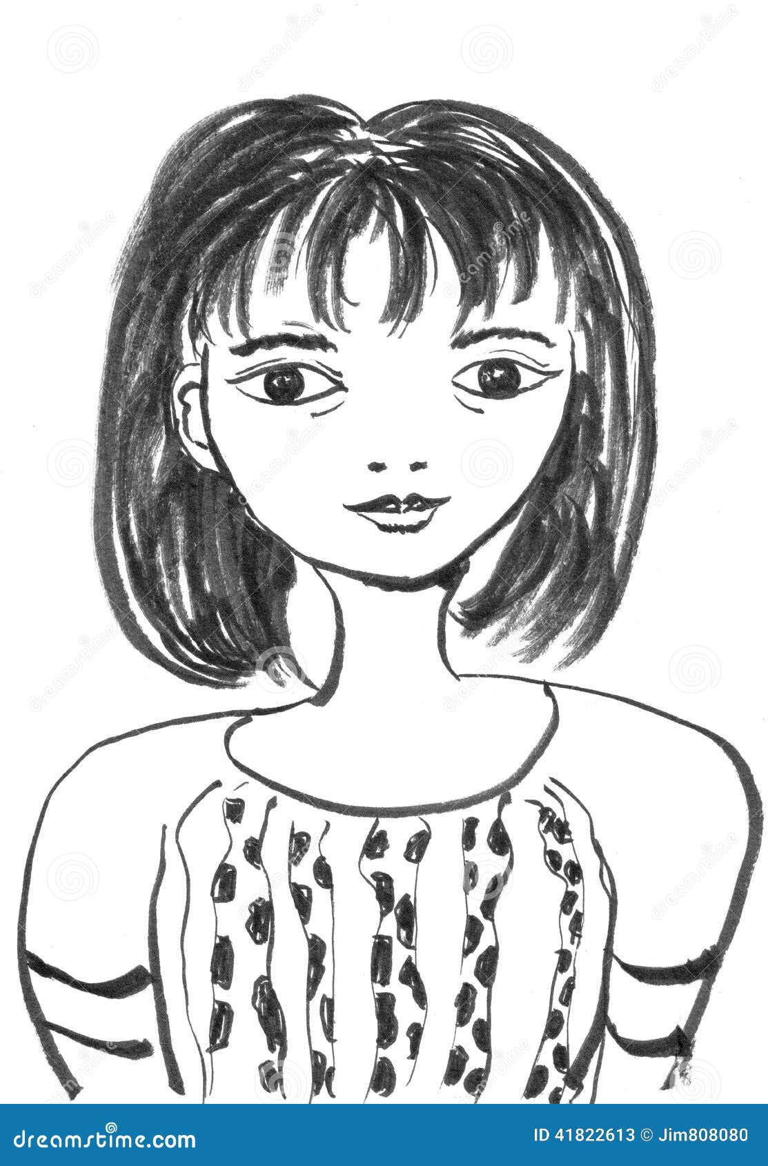 Hand draw girl stock illustration. Illustration of draw - 41822613