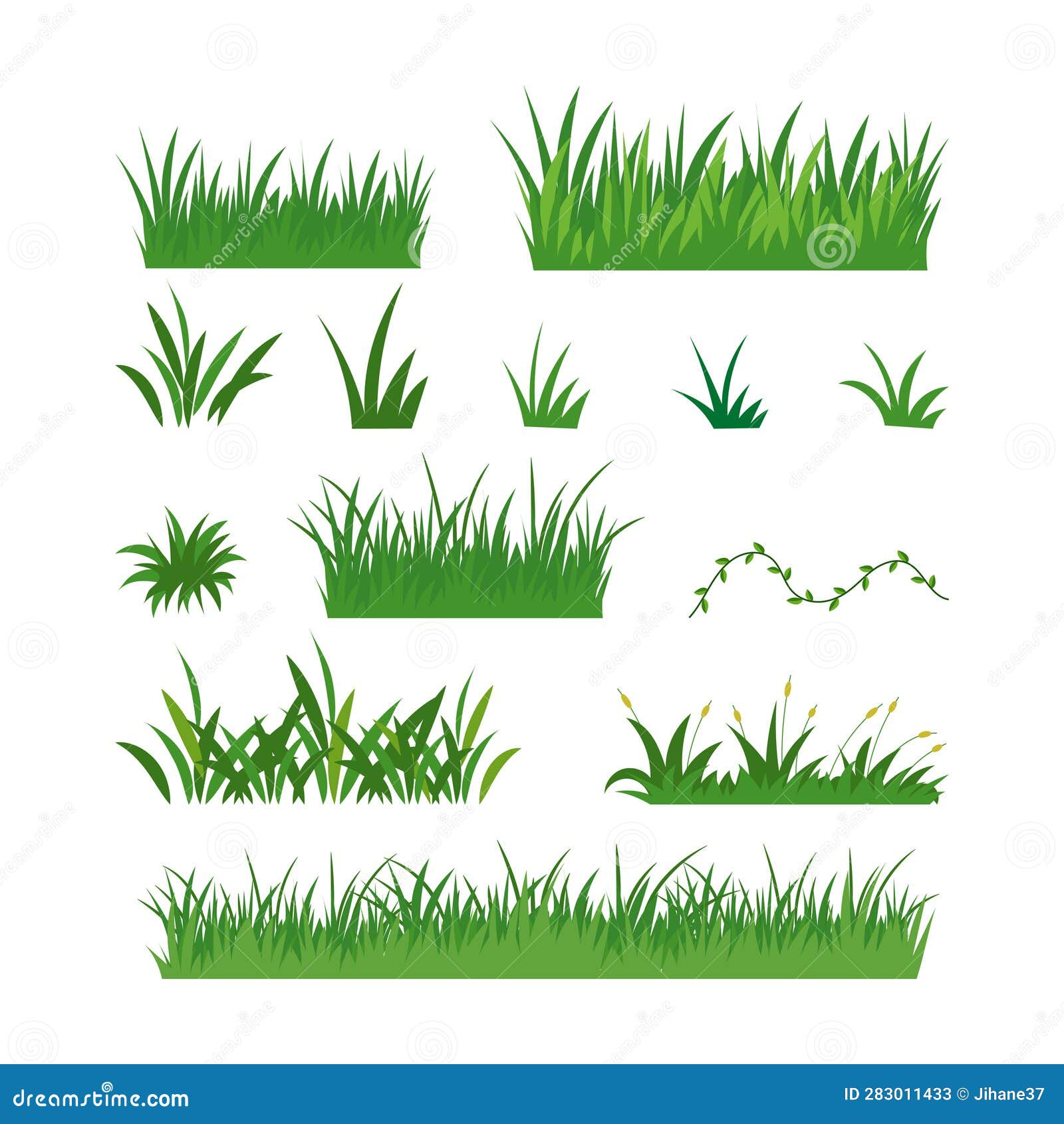 Hand Draw Grass Vector Collection Stock Illustration - Illustration of ...