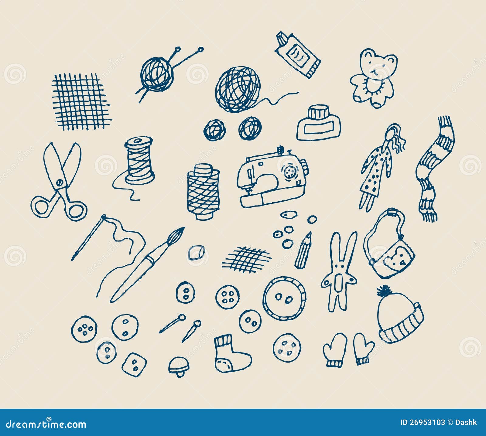 Hand draw handmade objects stock vector. Illustration of hand - 26953103