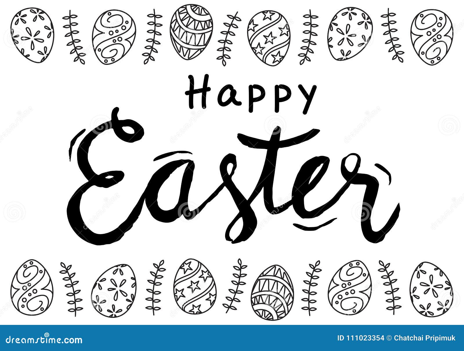Hand Draw Happy Easter Text, Vector Stock Vector - Illustration of ...