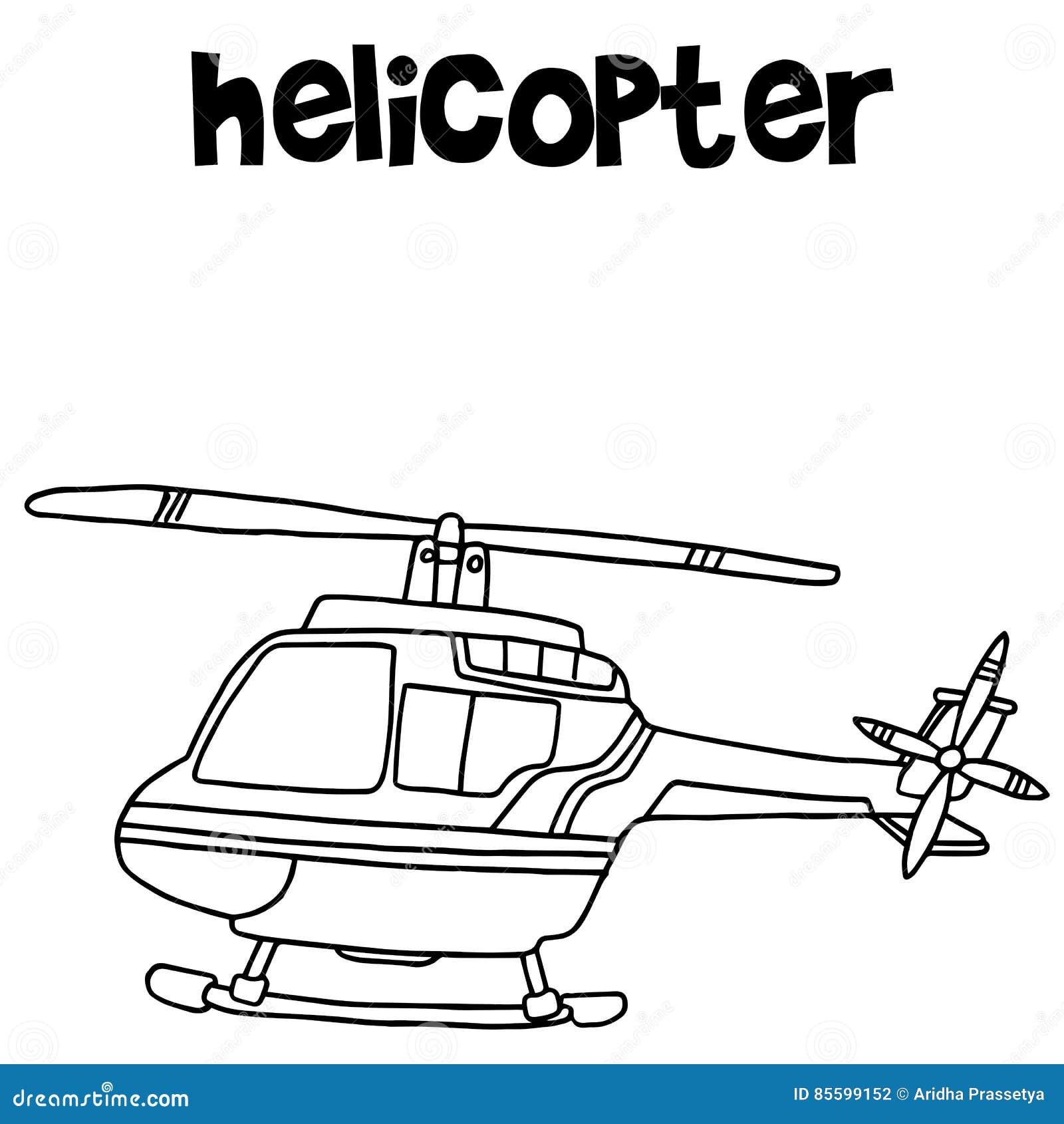 Hand Draw of Helicopter Transport Stock Vector - Illustration of travel ...