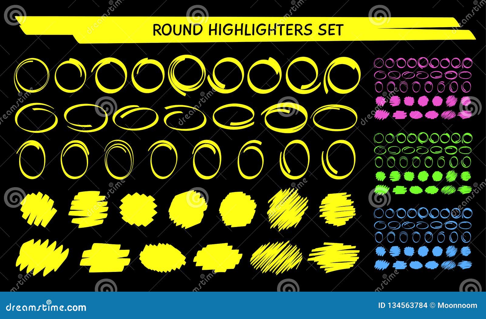 Hand Draw Highlight Marker Circle Frame Vector Set Stock Vector ...