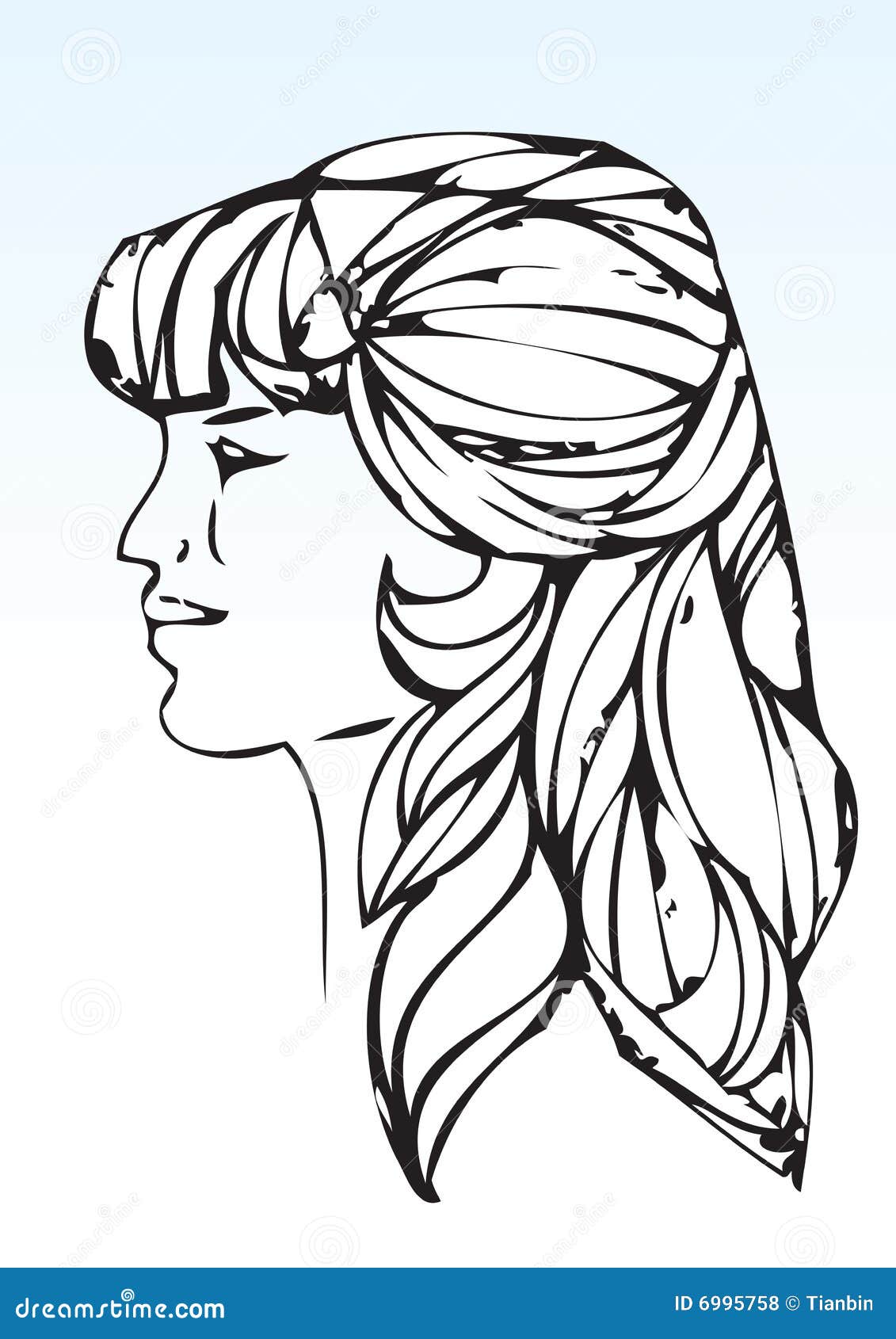 Hand draw lady portrait stock vector. Illustration of drawn - 6995758