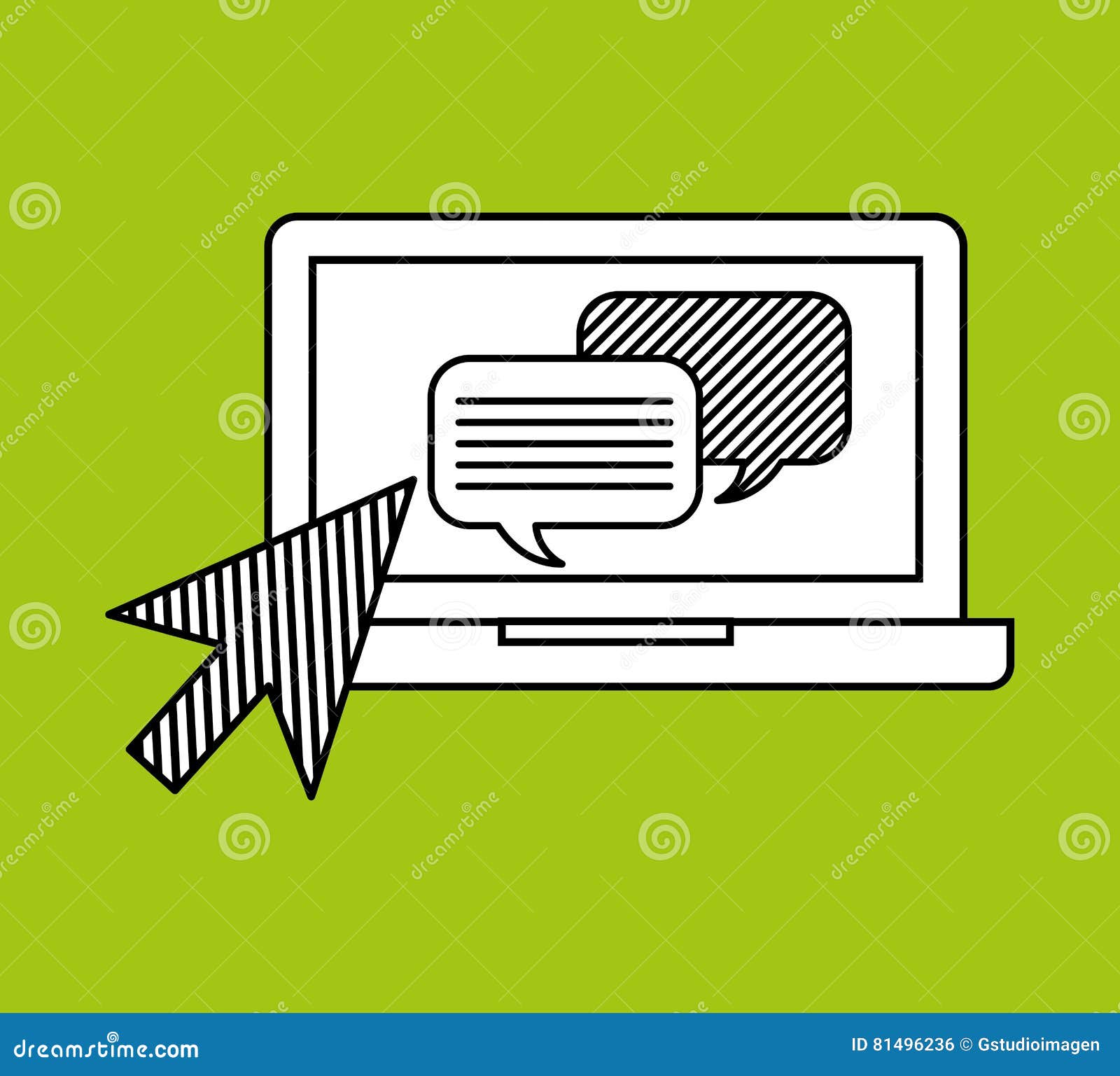 Hand Draw Laptop Message Social Network Media Stock Vector ...