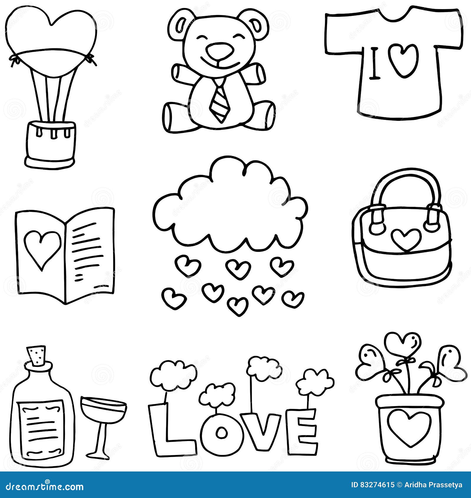 Hand Draw Love Theme of Doodles Stock Vector - Illustration of romance ...