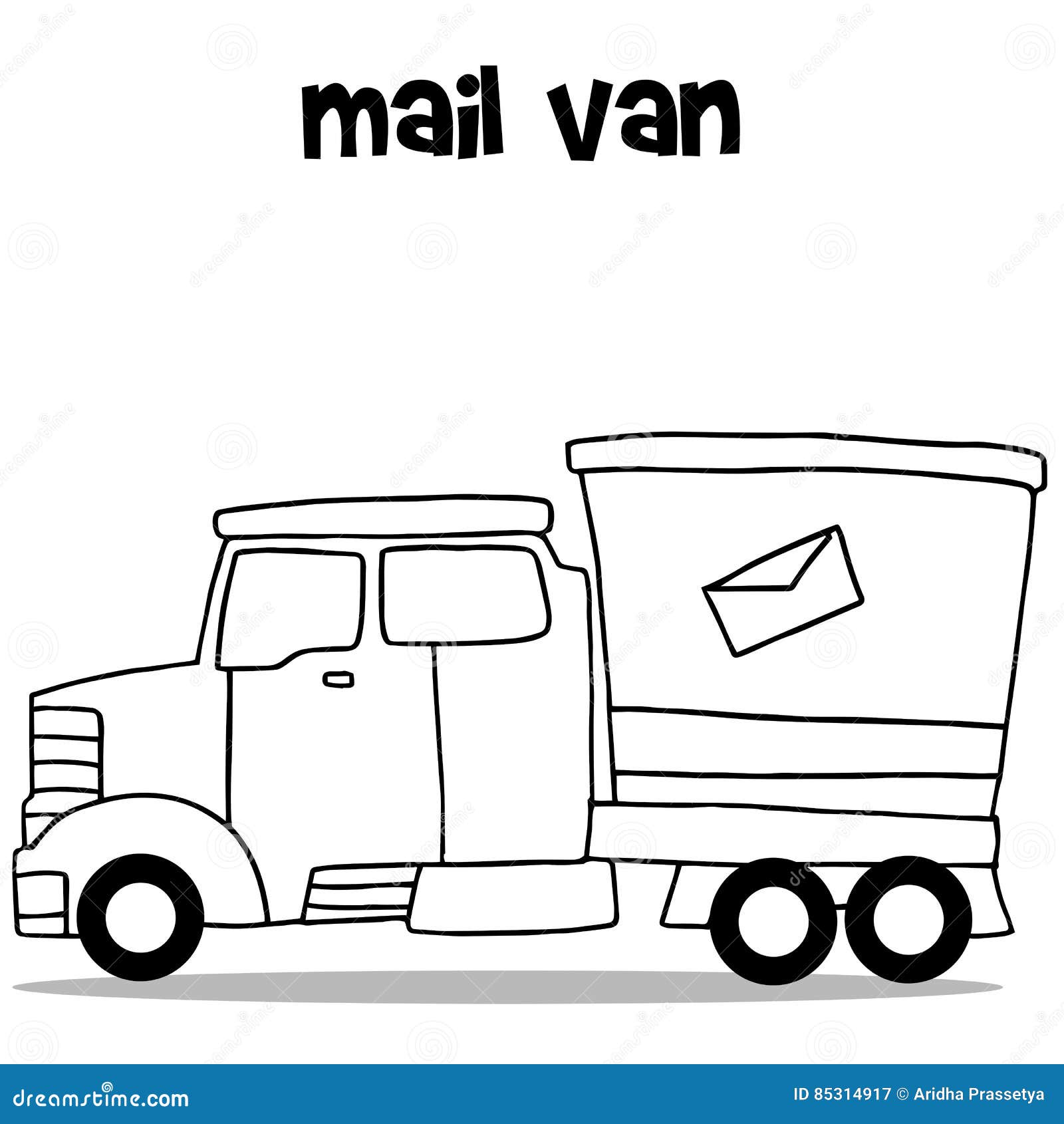 Hand Draw of Mail Van Transportation Stock Vector - Illustration of ...