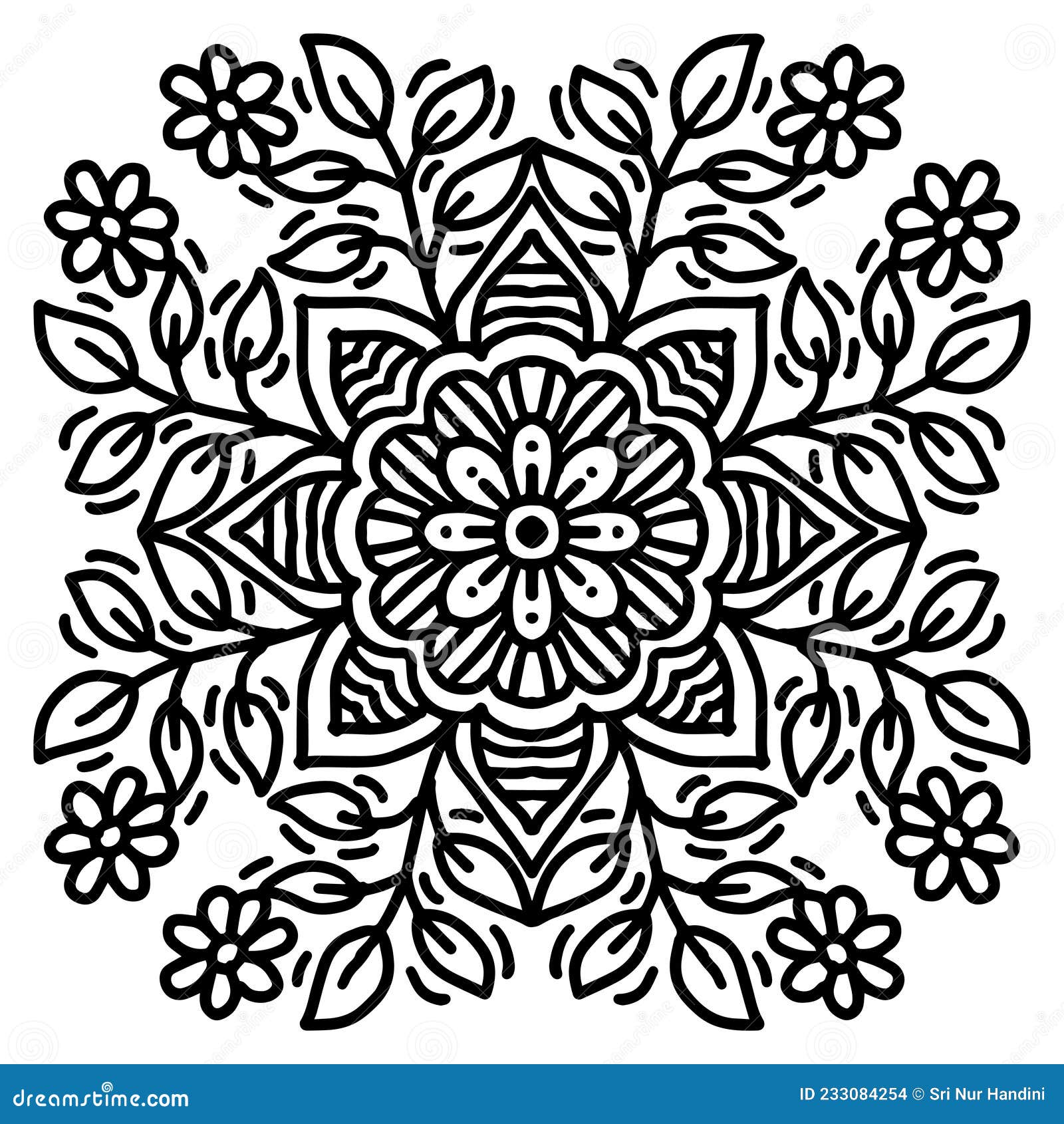 Hand Draw of Mandala with Flower Ornament Pattern. Stock Vector ...