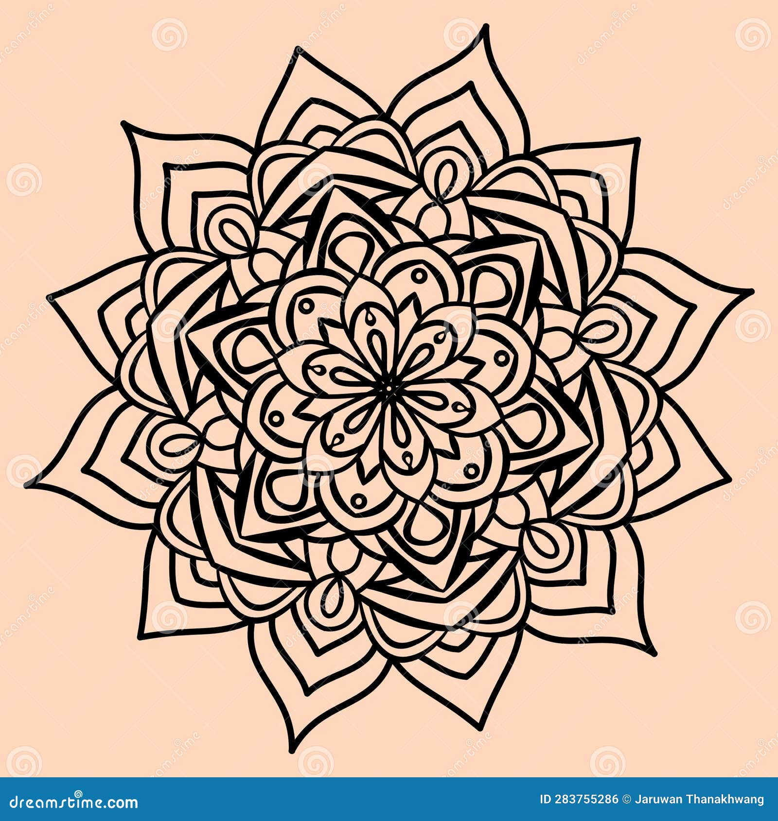 Hand Draw Mandala Pattern Shapes. Stock Illustration - Illustration of ...