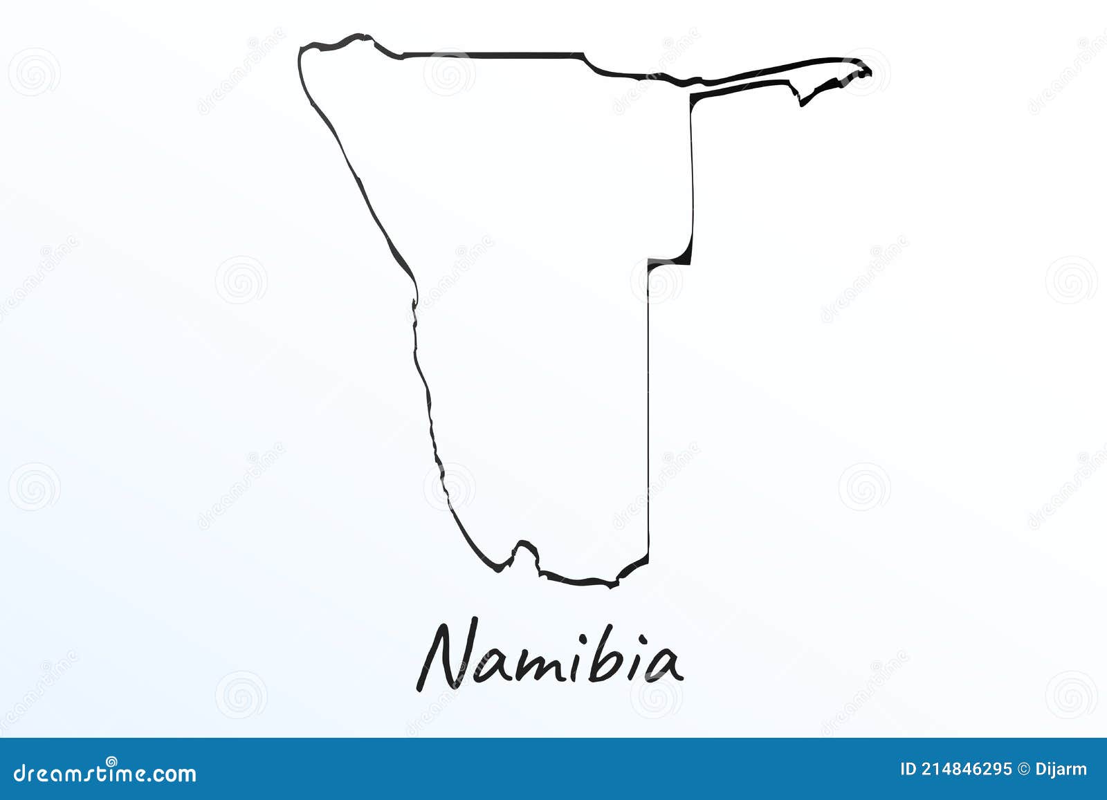 Hand Draw Map of Namibia. Black Line Drawing Sketch. Outline Doodle on ...