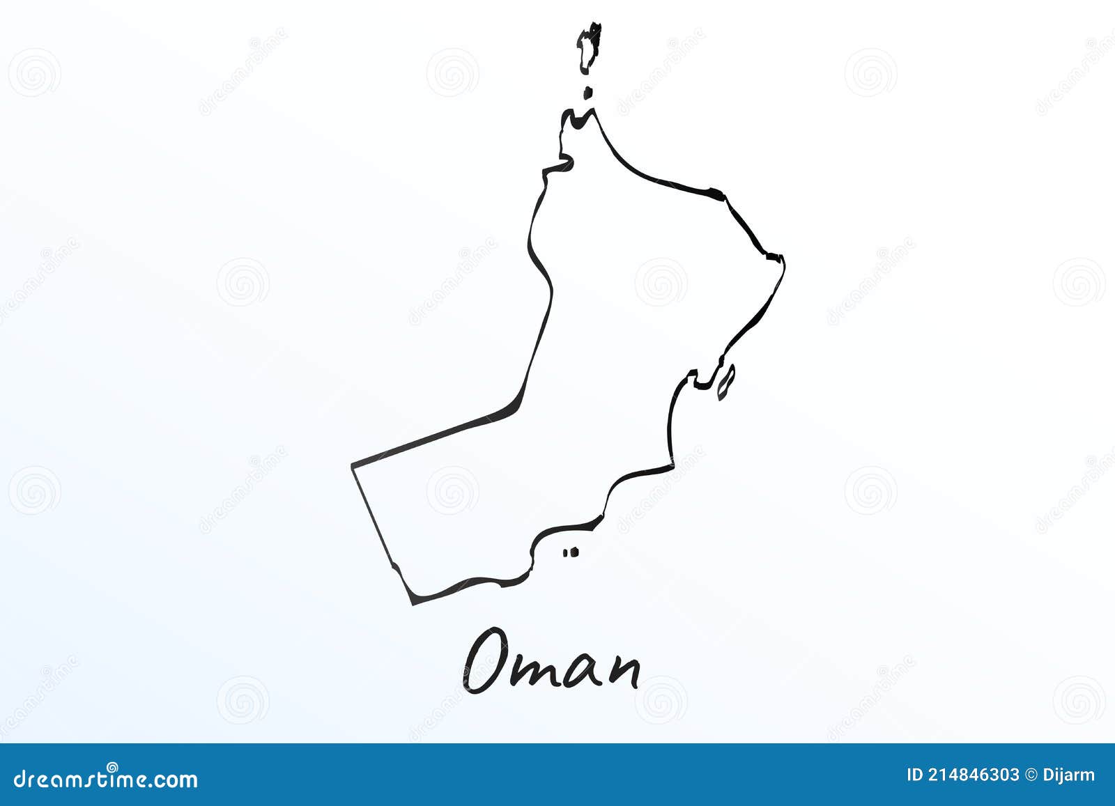 Hand Draw Map of Oman. Black Line Drawing Sketch. Outline Doodle on ...