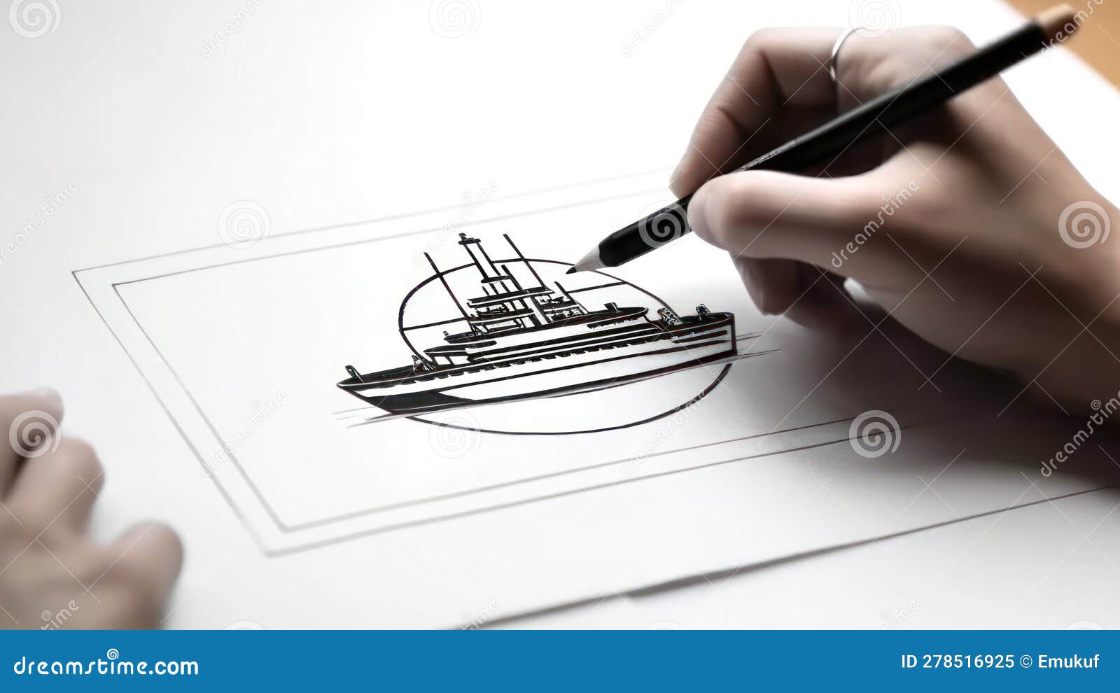Hand Draw Minimalistic Logo Ship Yacht Generative Ai Stock Illustration ...