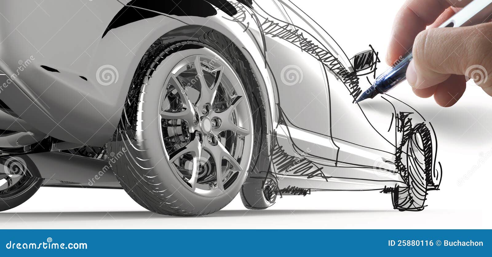 Hand draw a model car stock illustration. Illustration of hand - 25880116