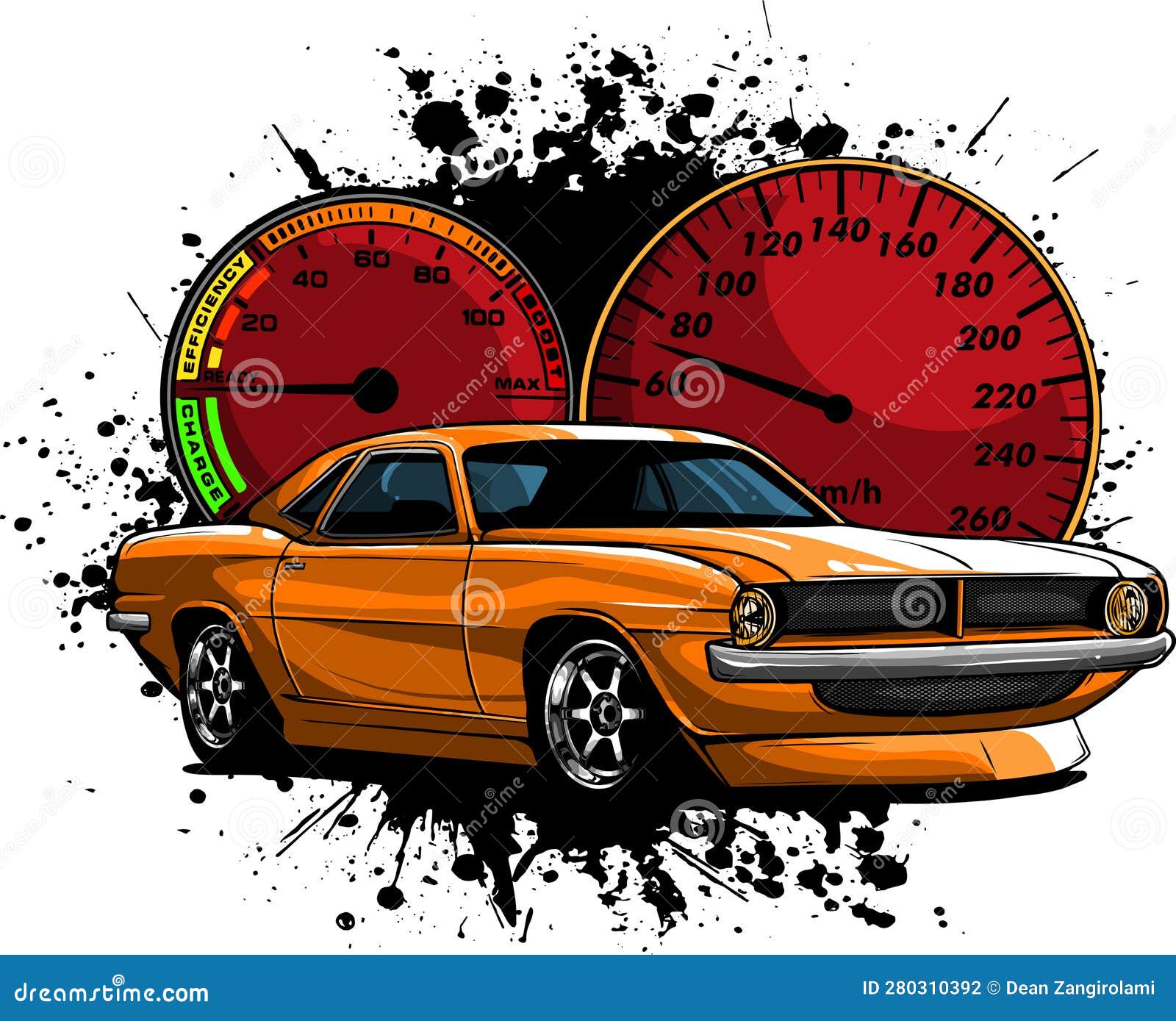Hand Draw of Muscle Car Vector Illustration Design Stock Vector ...