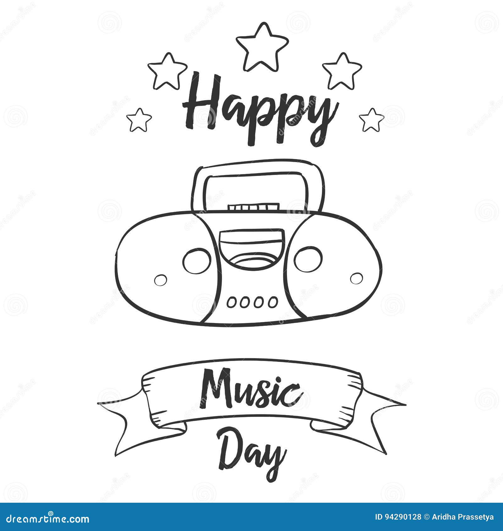 Hand Draw Music Day Vector Art Stock Vector - Illustration of ...