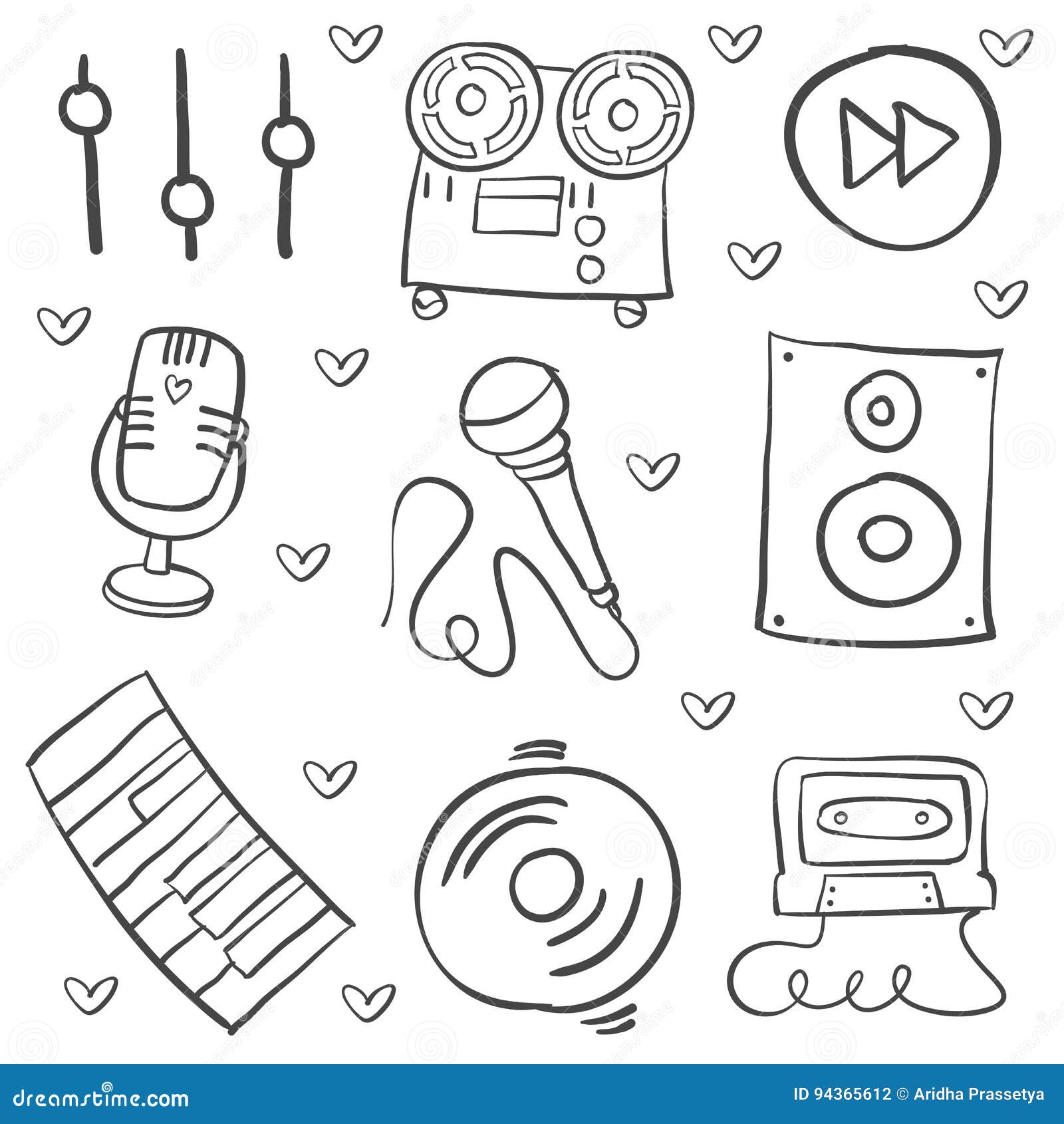 Hand Draw Musical Instrument Vector Art Stock Vector - Illustration of ...