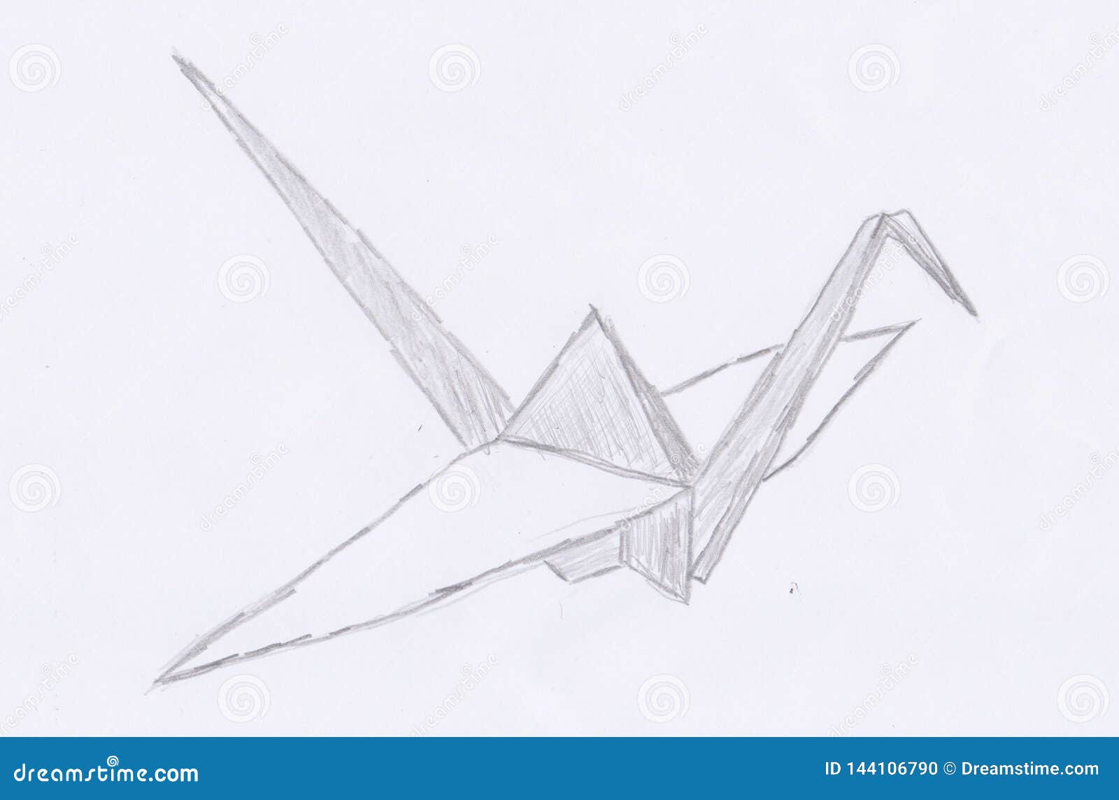 Hand Draw of a Origami Crane Stock Illustration - Illustration of drawn ...