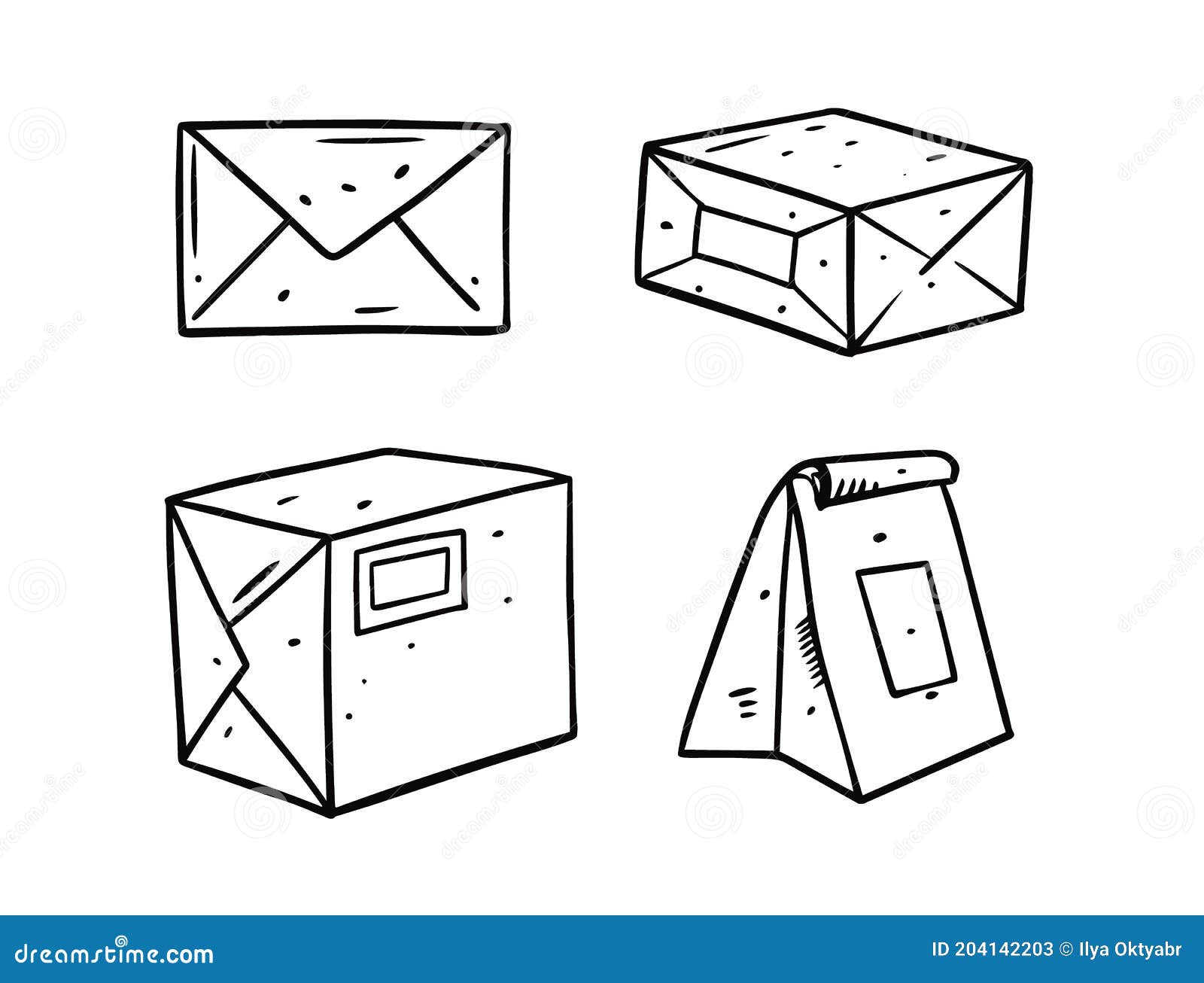 Hand Draw Package Set. Doodle Vector Illustration Stock Vector ...