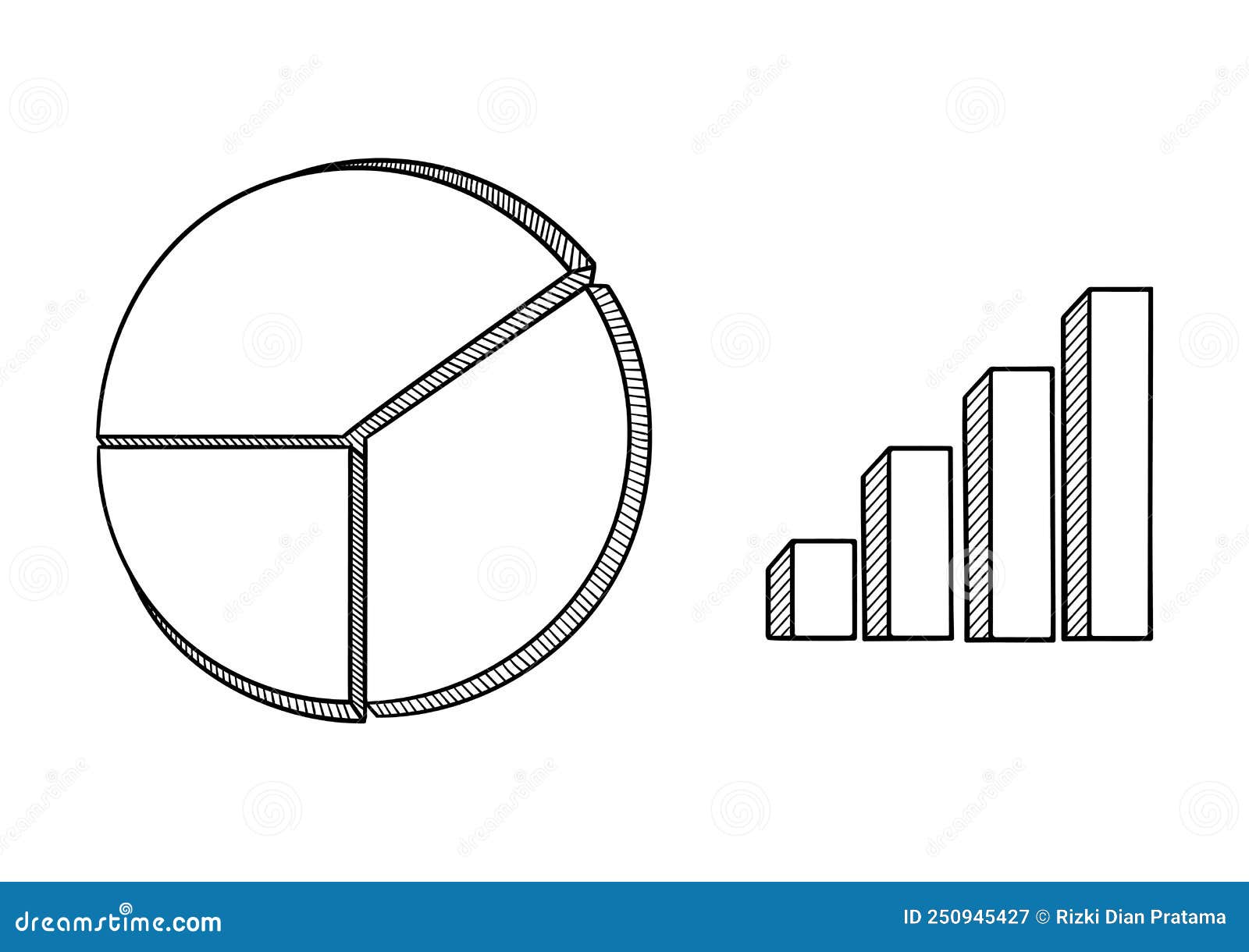 Hand Draw Pie Chart and Statistics with 3d Theme Stock Vector ...