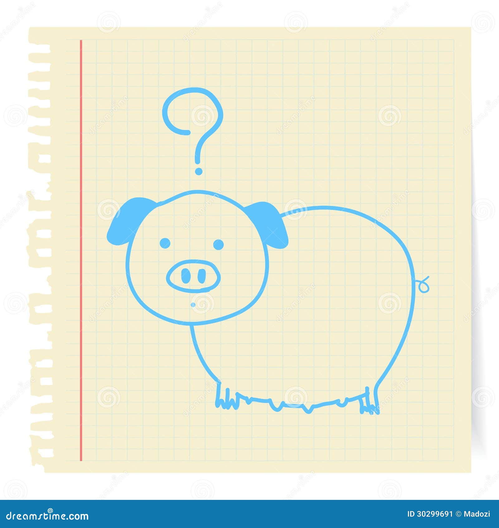 Pig cartoon on paper Note stock vector. Illustration of paper - 30299691