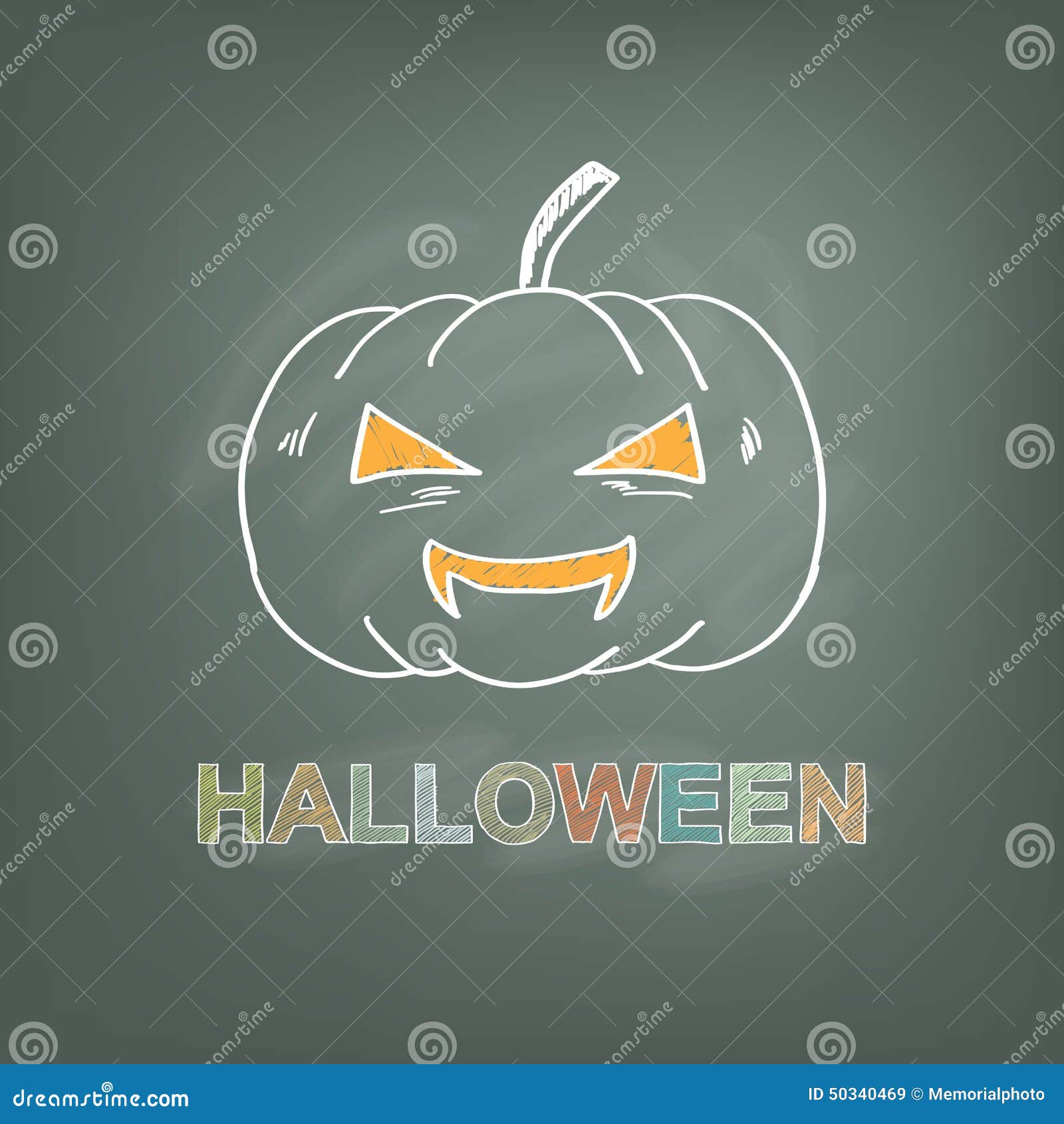 Hand Draw Pumpkin on Chalkboard Stock Vector - Illustration of sketch ...