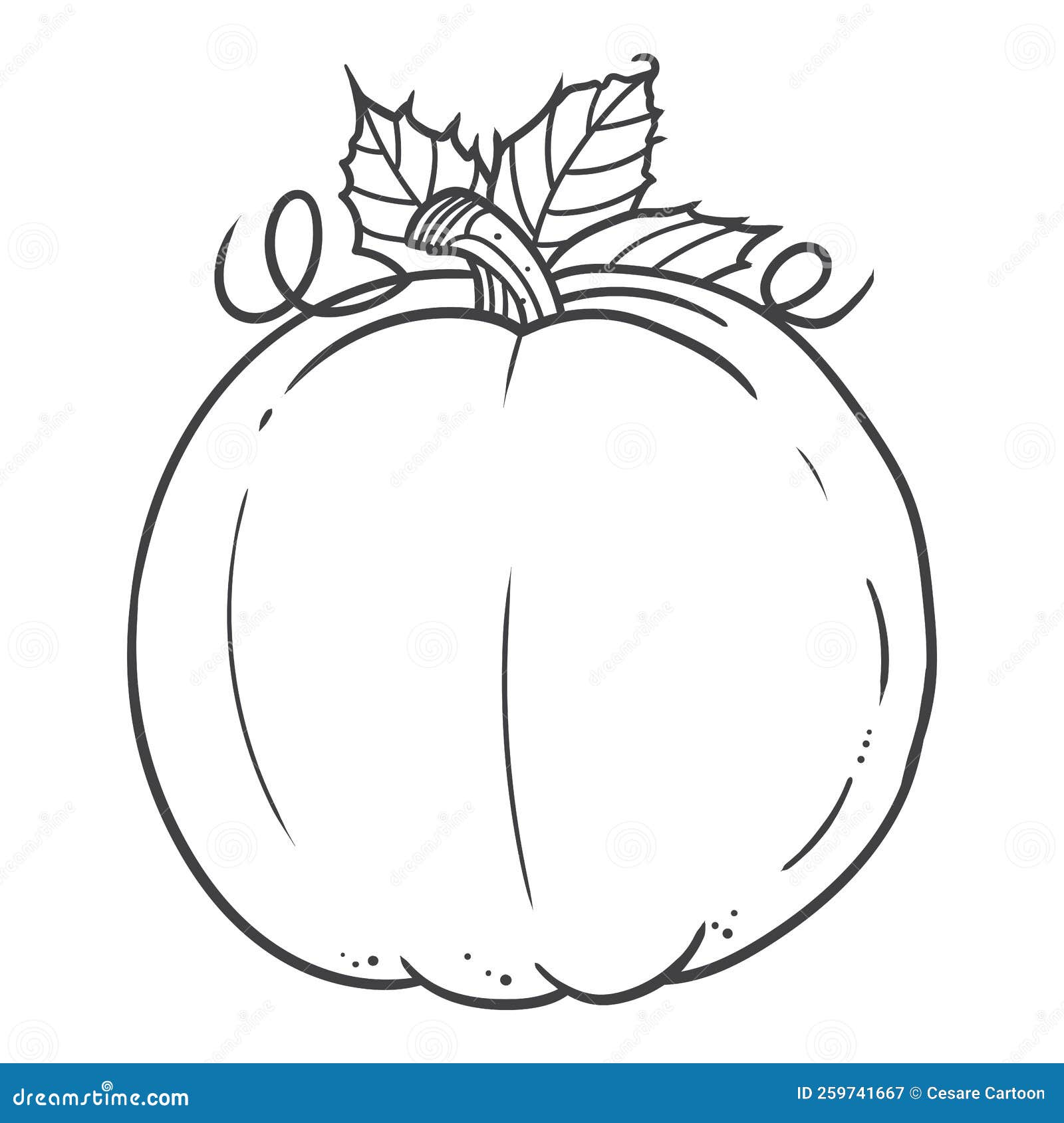 How To Draw Pumpkin For Children. Step By Step Drawing Tutorial Vector ...