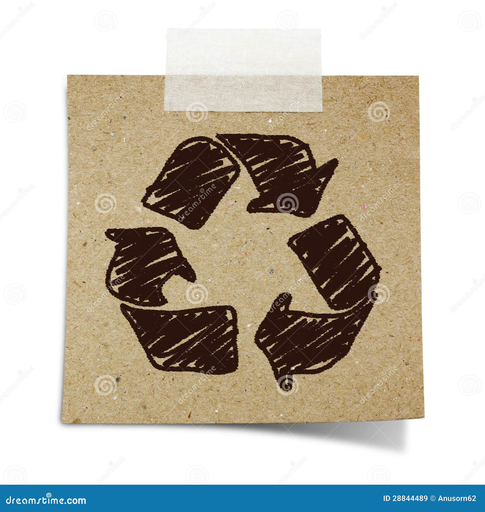 Hand Draw Recycle Sign on Recycle Paper Stock Image - Image of energy ...