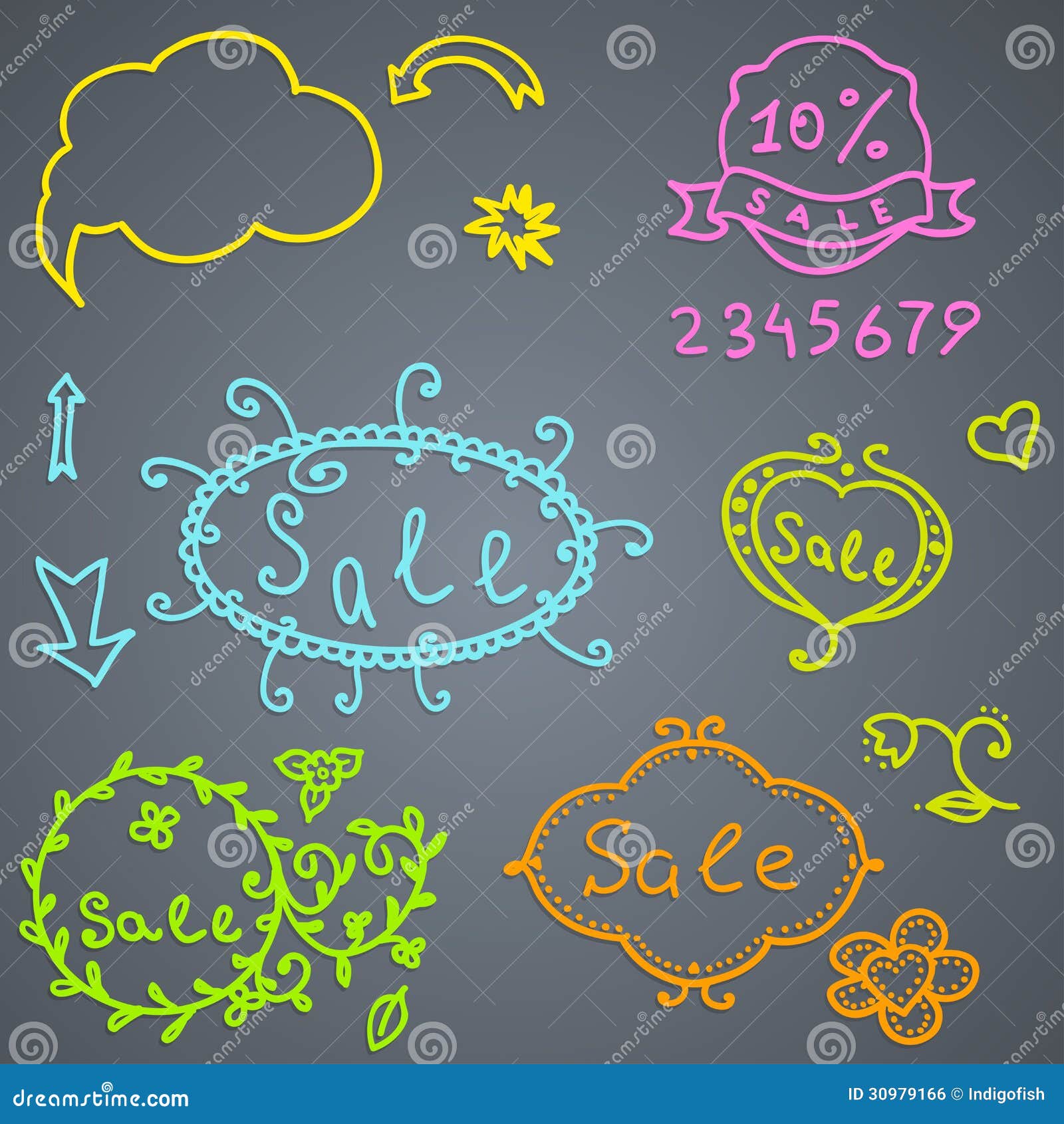 Hand draw sale element stock vector. Illustration of cartoon - 30979166