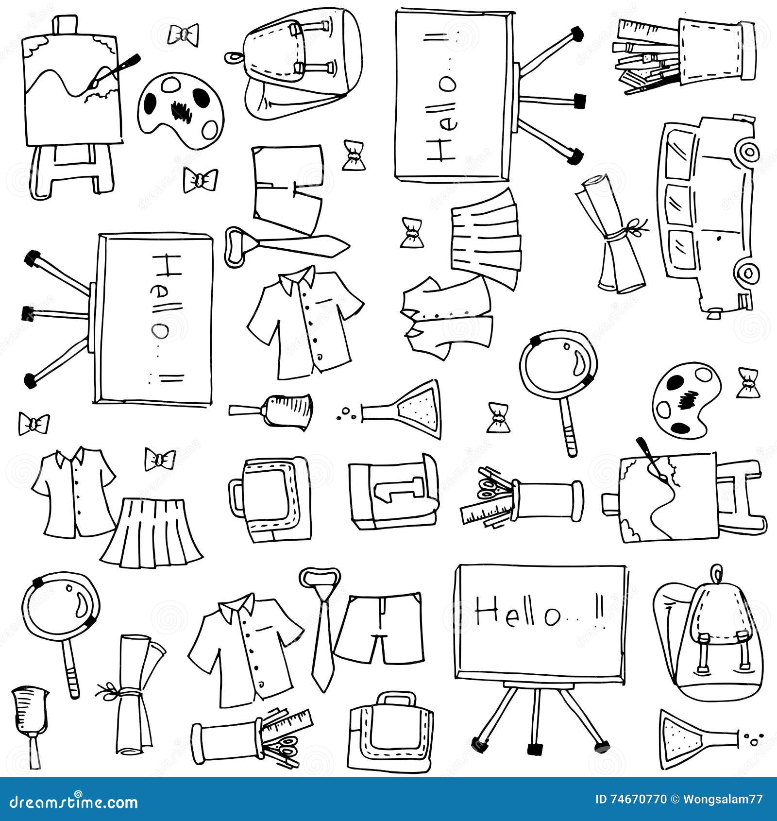 Hand Draw School Element Doodles Stock Vector - Illustration of pencil ...
