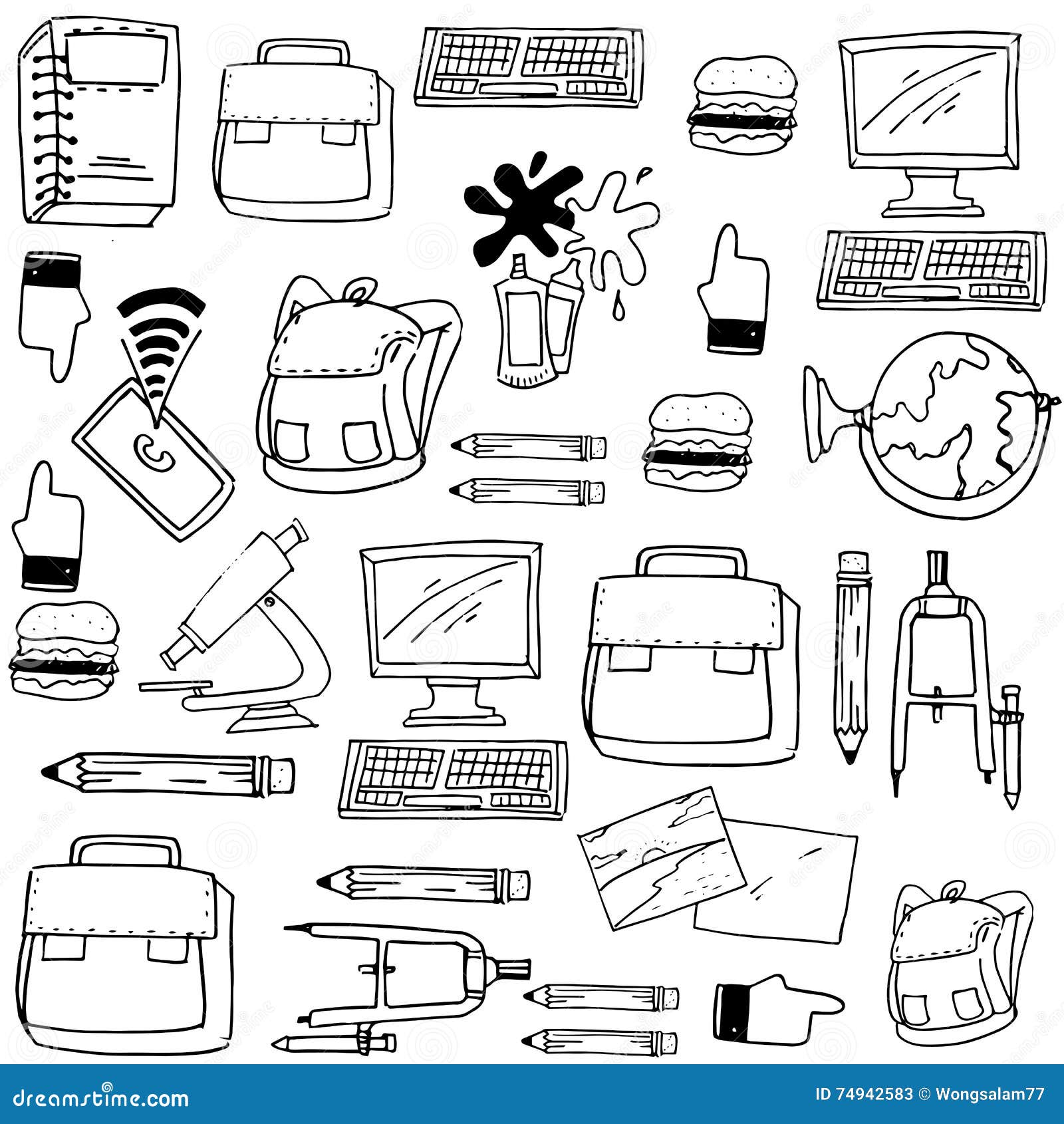 Hand Draw School for Kids Doodles Stock Vector - Illustration of board ...
