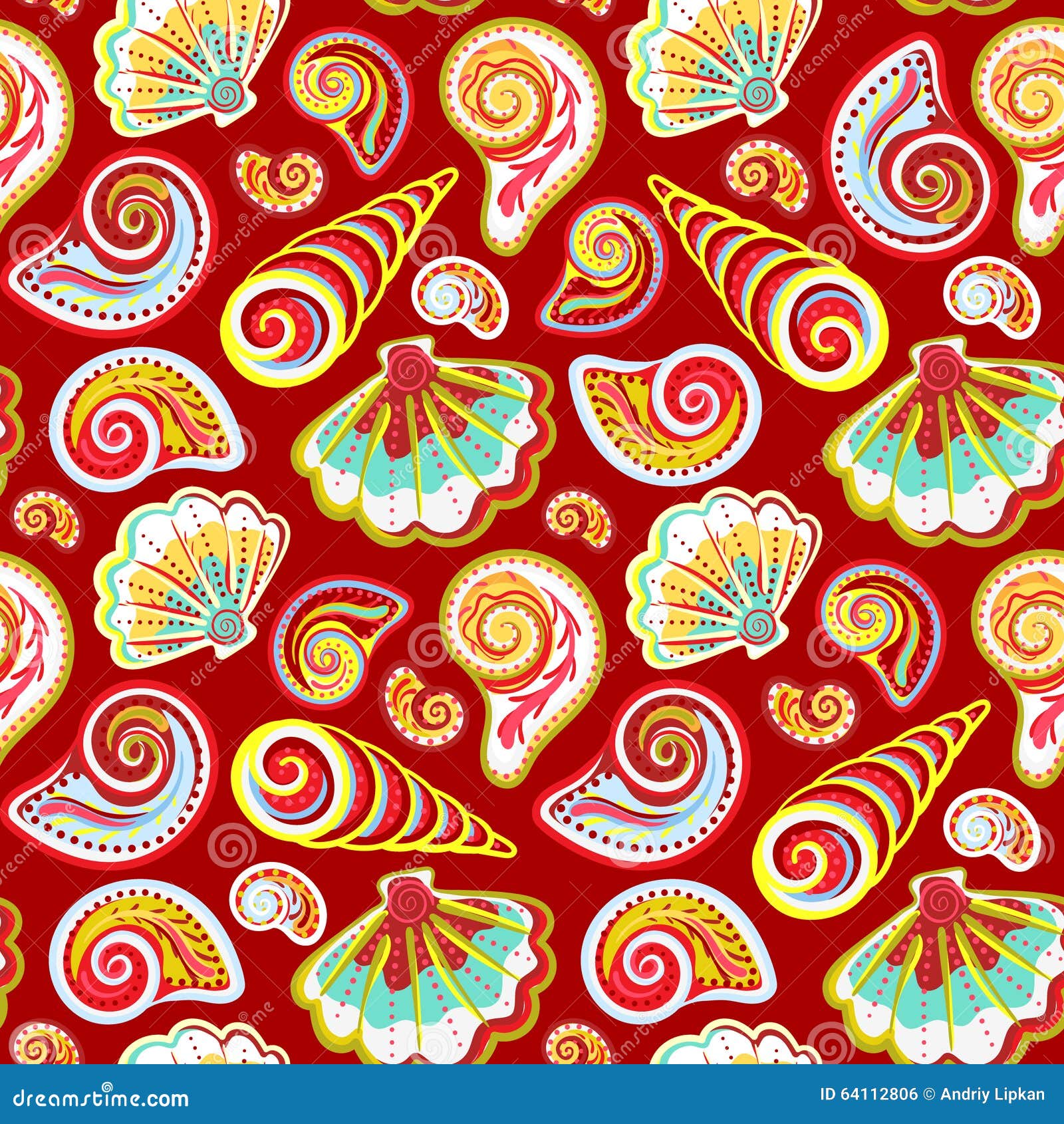 Hand Draw Sea Shells Pattern. Seamless Texture with Hand Painted ...