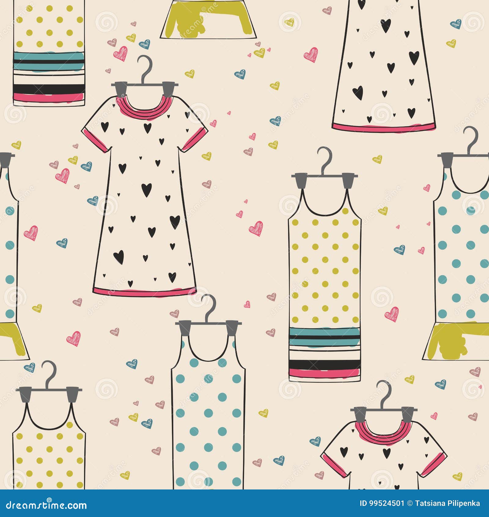 Vector seamless pattern stock vector. Illustration of clothes - 99524501