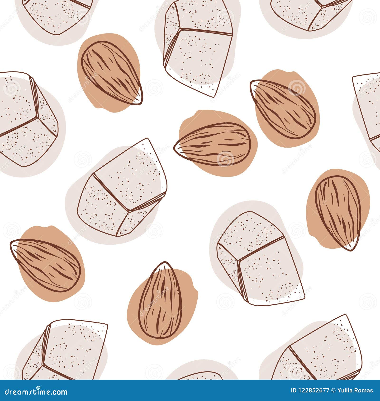 Hand Draw Seamless Pattern with Marzipan and Almond Stock Illustration ...