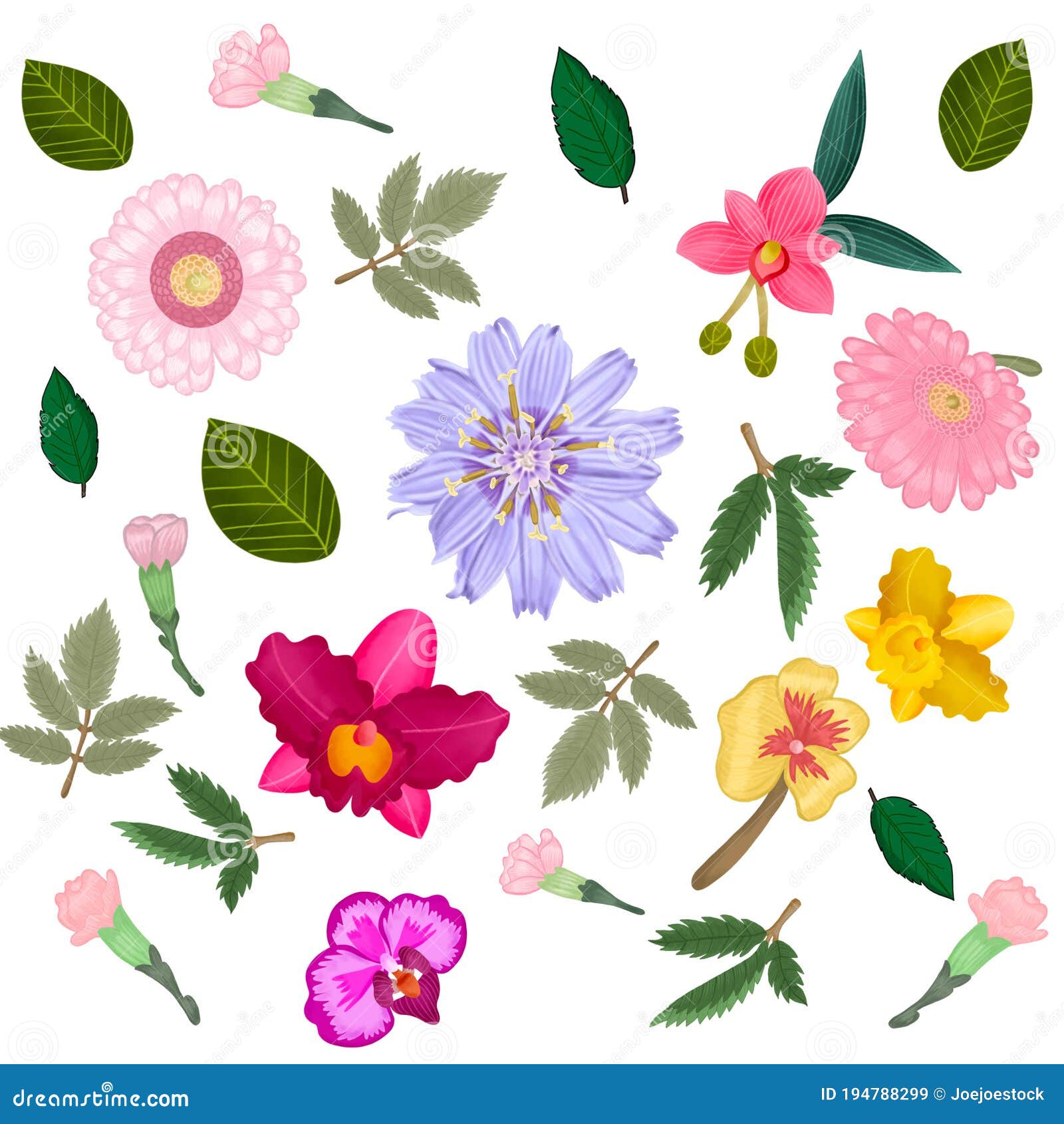 Hand Draw Several Flower Pattern Illustration Stock Illustration ...