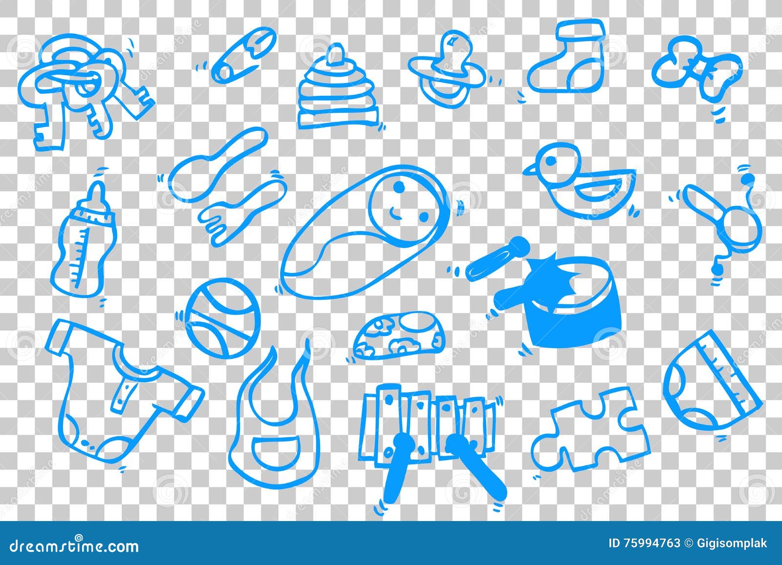 Hand Draw Sketch, Baby Stuff Stock Vector - Illustration of nipple ...