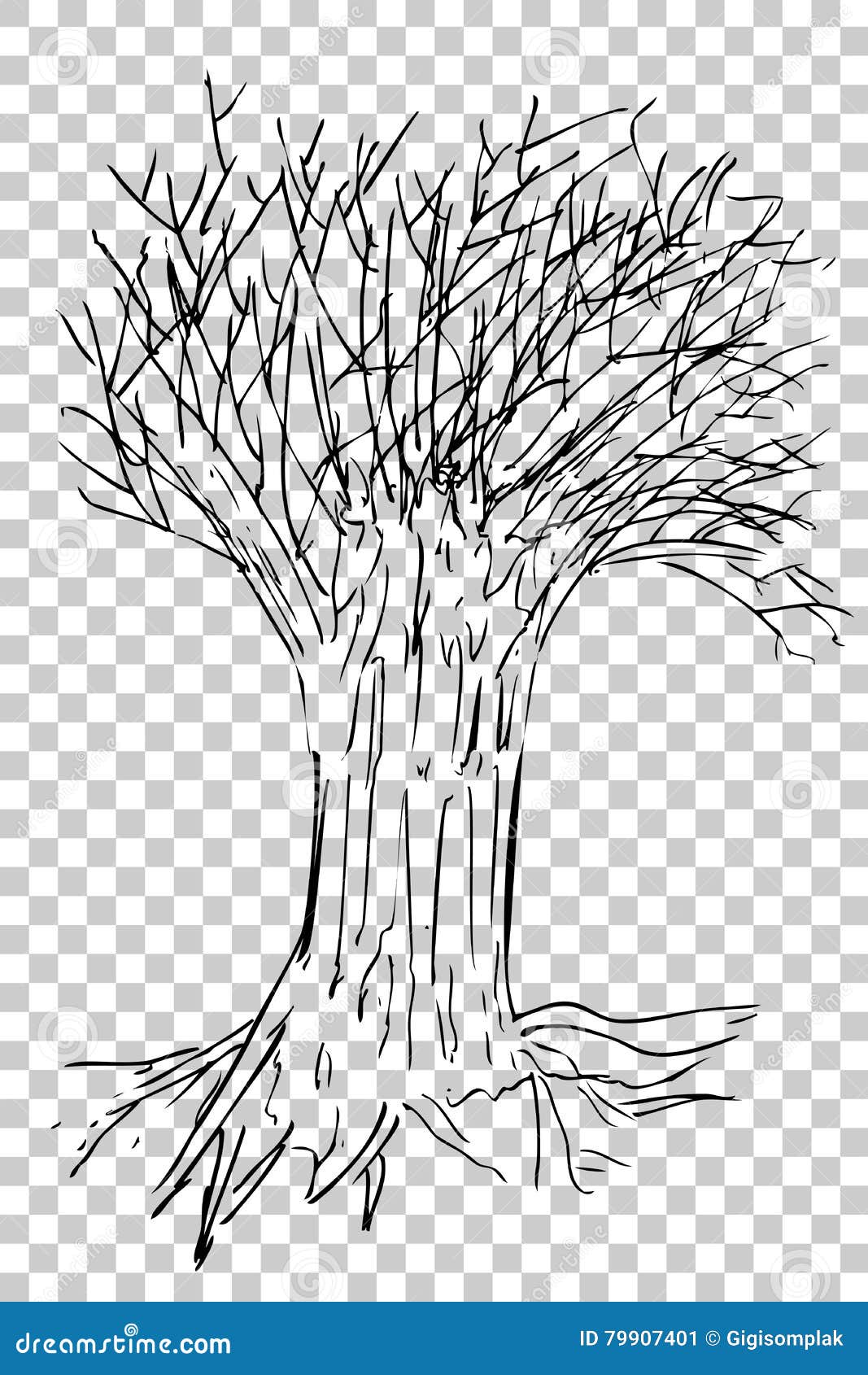 Hand Draw Sketch, Big Death Tree Stock Vector - Illustration of organic ...
