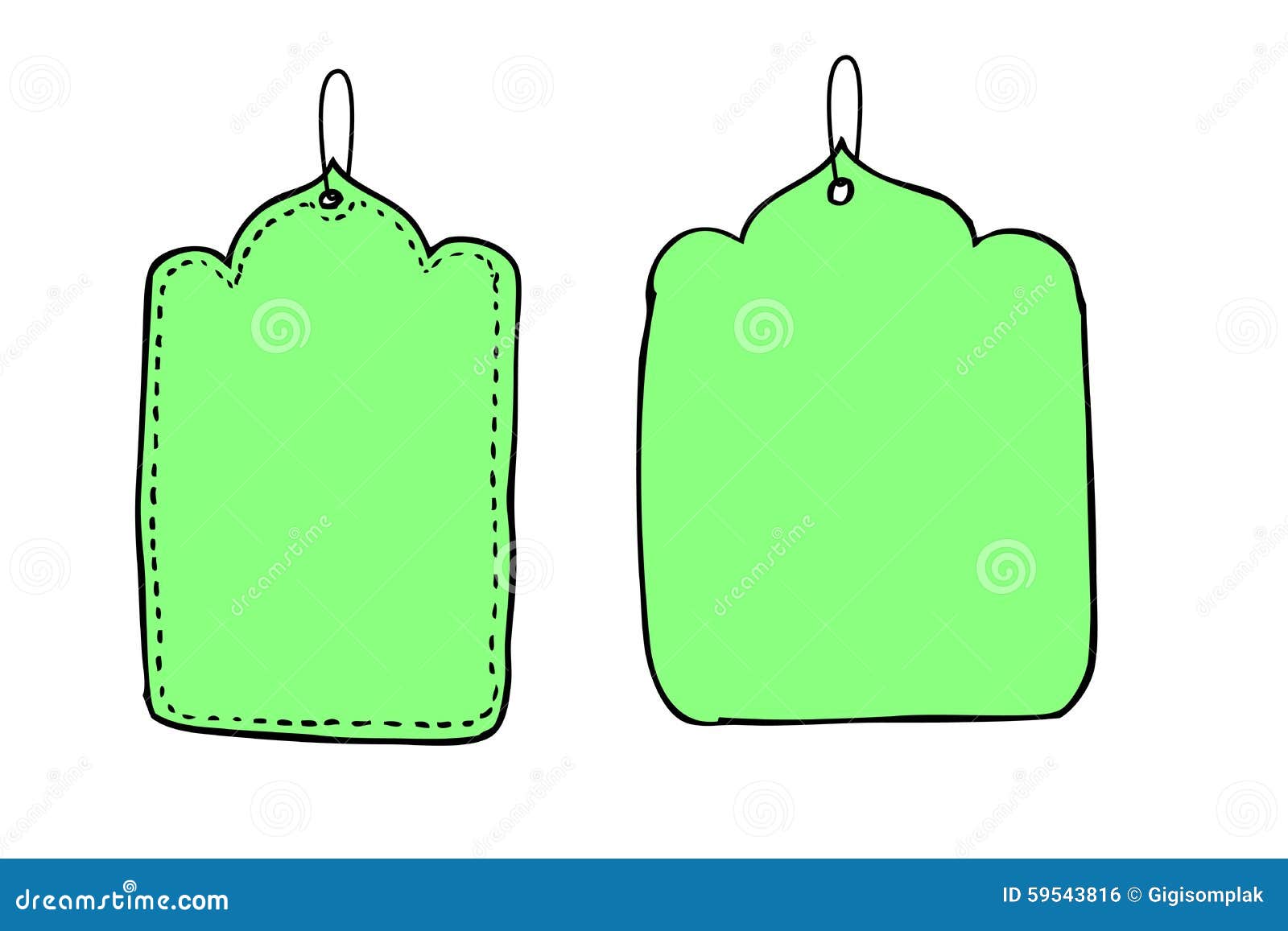 Hand Draw Sketch of Blank Hanging Tag Stock Vector - Illustration of ...