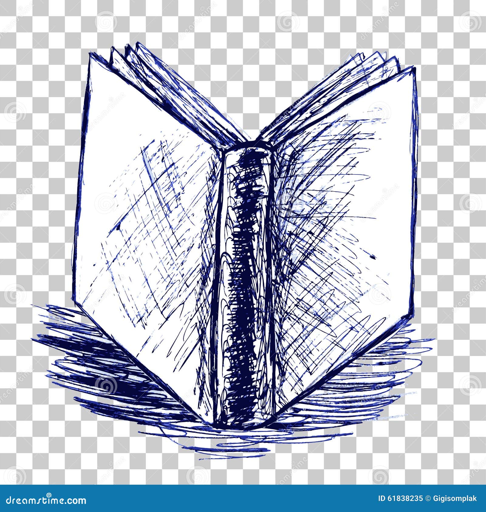 Hand Draw Sketch of Book at Transparent Effect Background Stock Vector ...