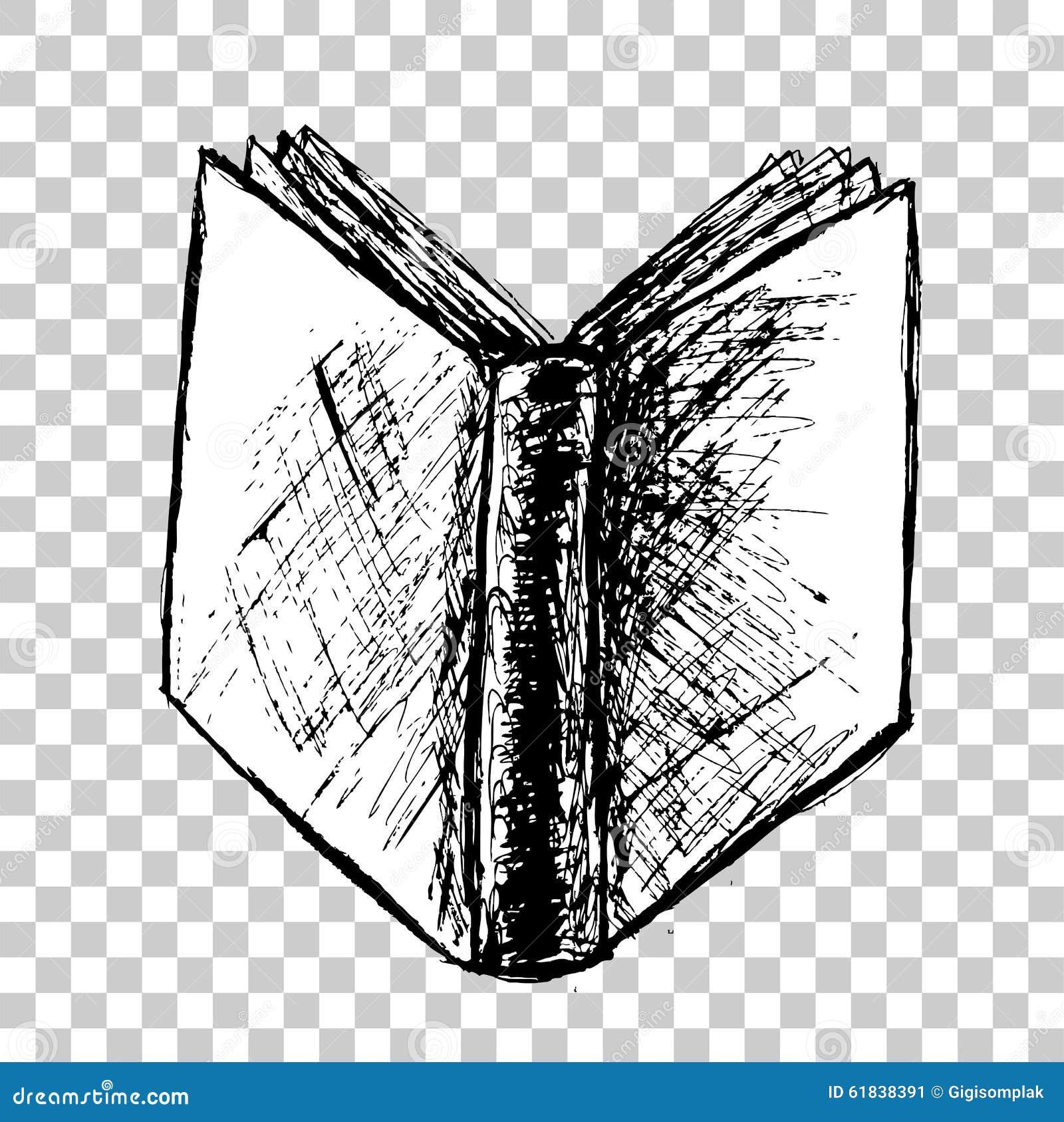 Hand Draw Sketch of Book at Transparent Effect Background Stock Vector ...