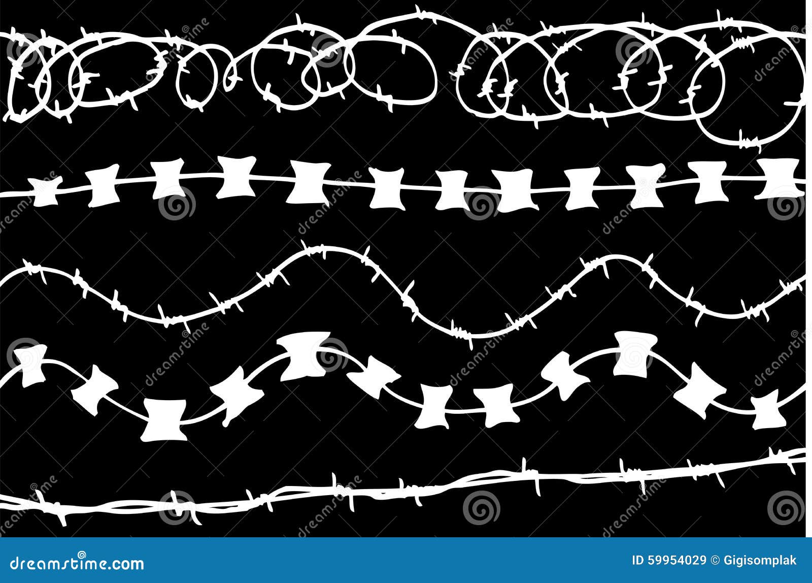 Hand Draw Sketch Border from Barbed Wire Stock Vector - Illustration of ...