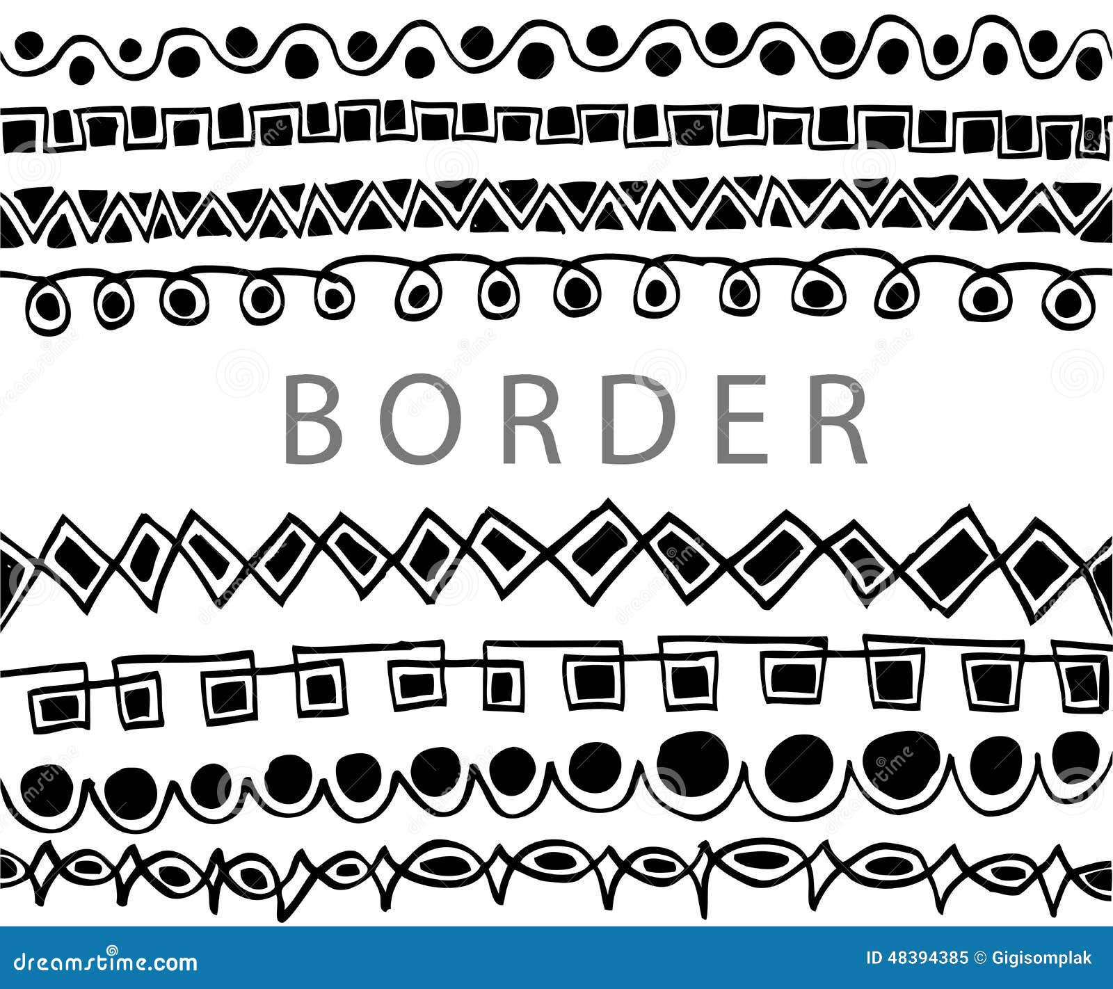 Hand Draw Sketch, Border Line Stock Vector - Illustration of drawing ...