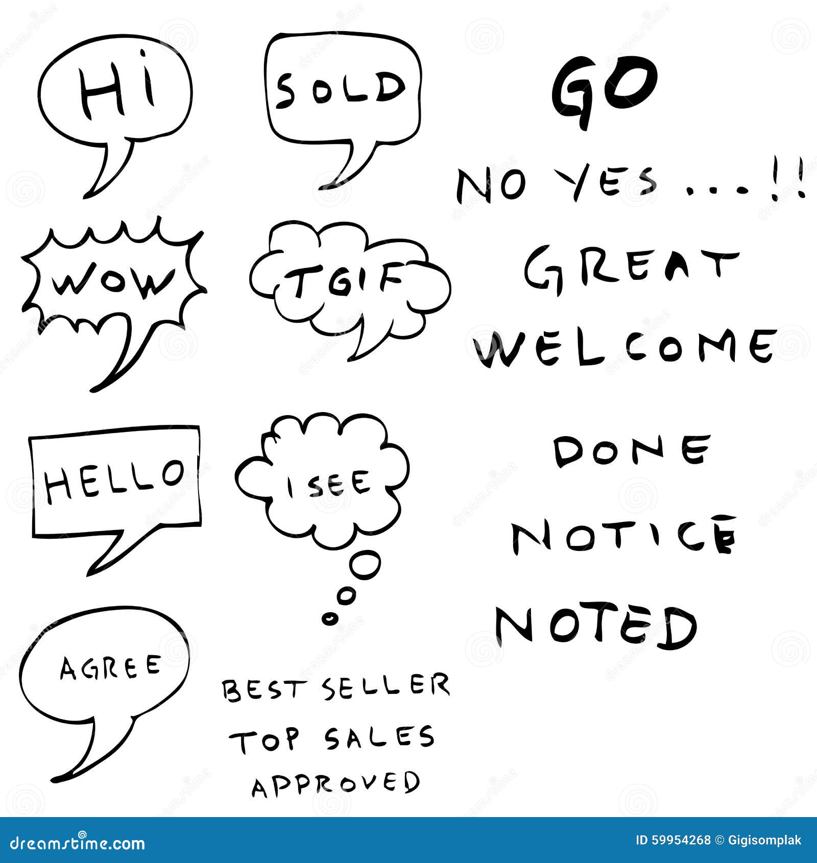 Hand Draw Sketch of Bubble Chat and Text Stock Vector - Illustration of ...