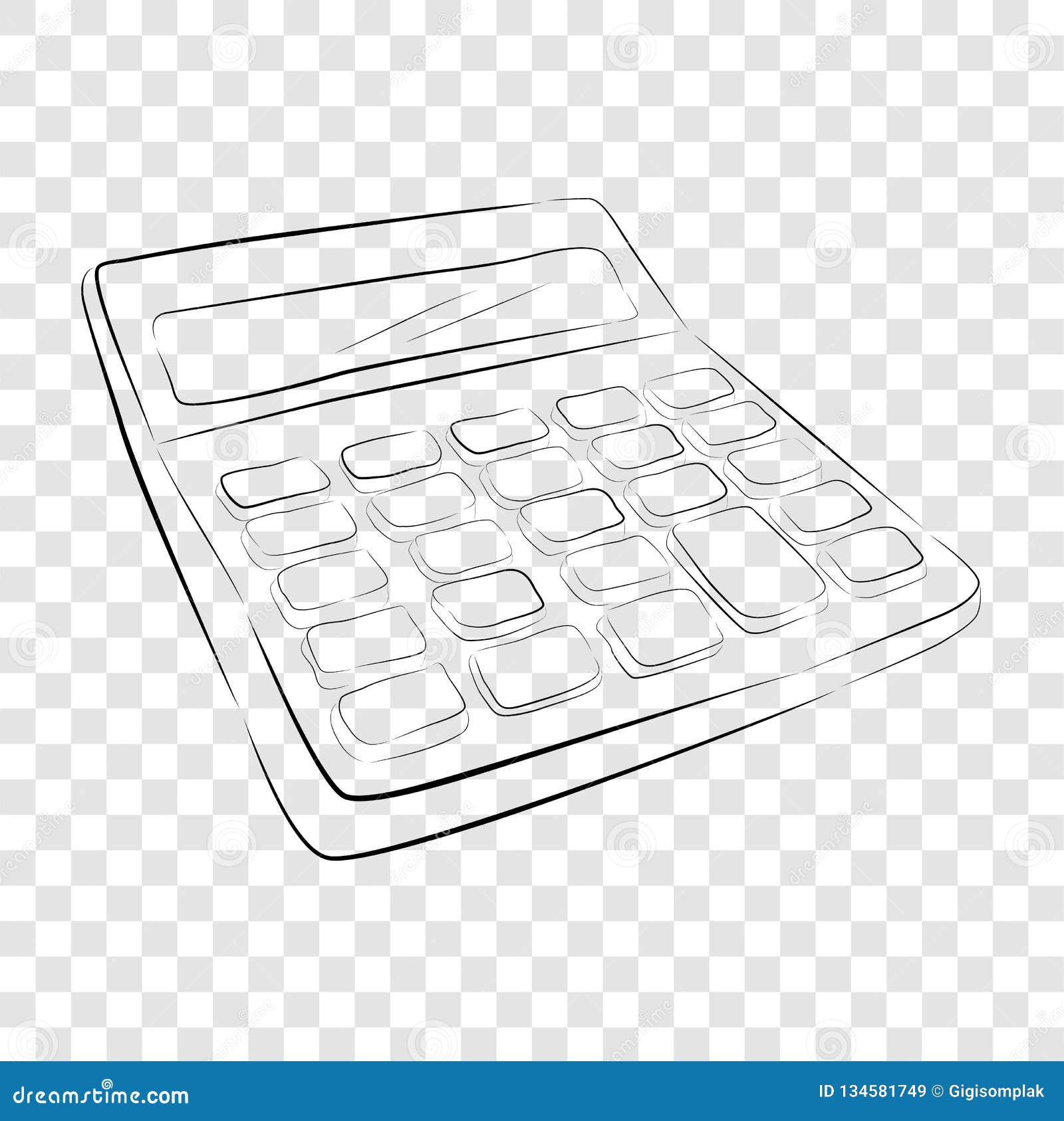 Hand Draw Sketch of Calculator at Transparent Effect Background Stock ...