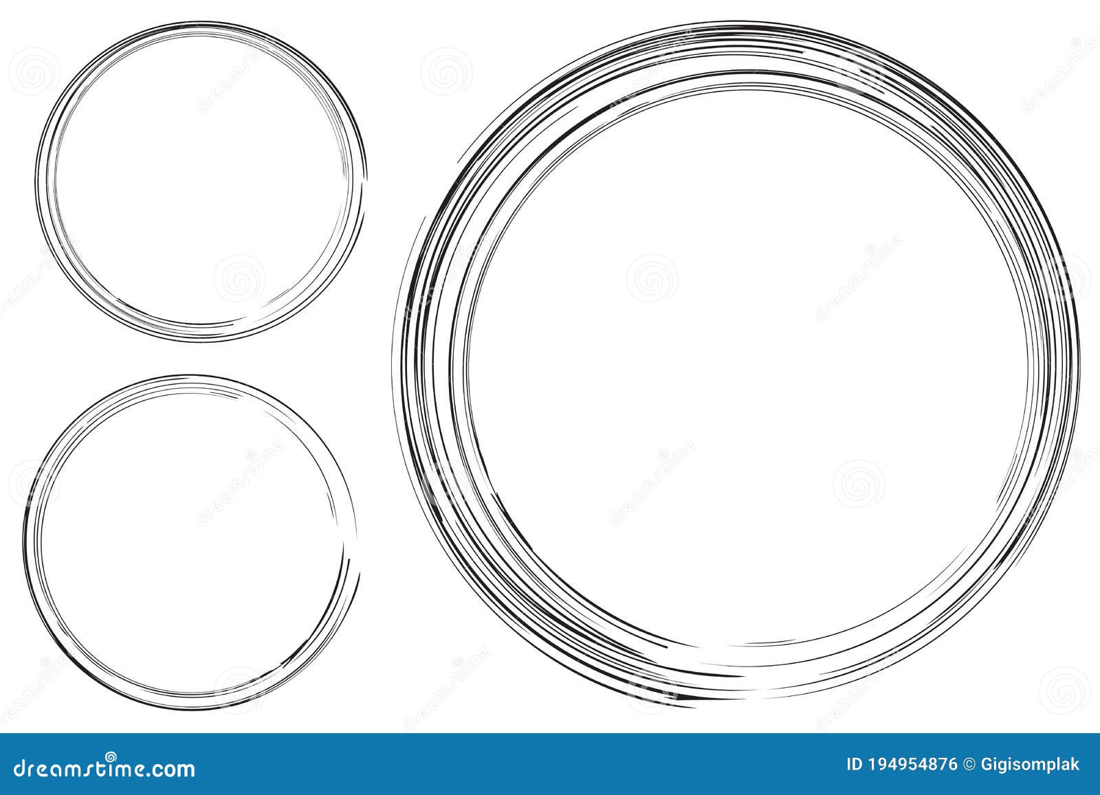 Vector 3 Hand Draw Sketch Circle Frame from Multiple Black Thic Market ...