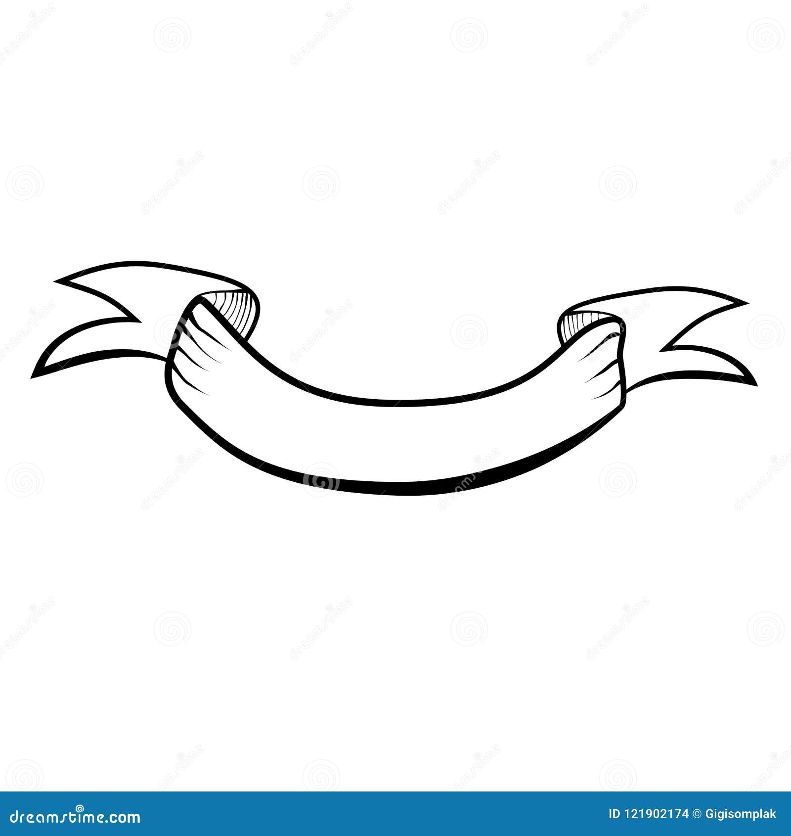 Hand Draw Sketch of Classic Ribbon Stock Vector - Illustration of ...