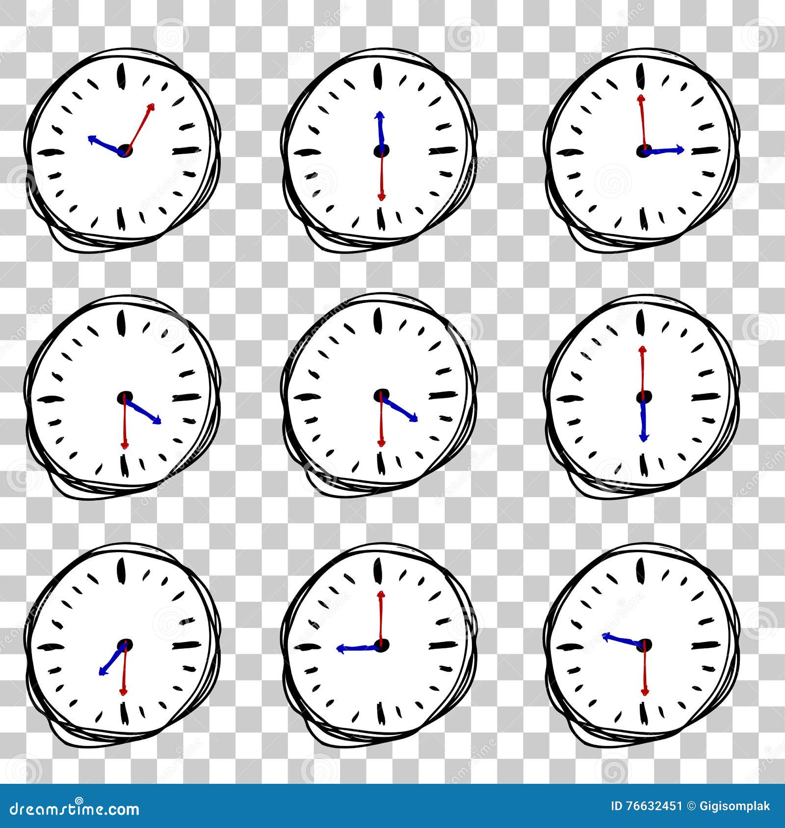 Hand Draw Sketch Of Clock Illustration For Education Cartoon Vector ...
