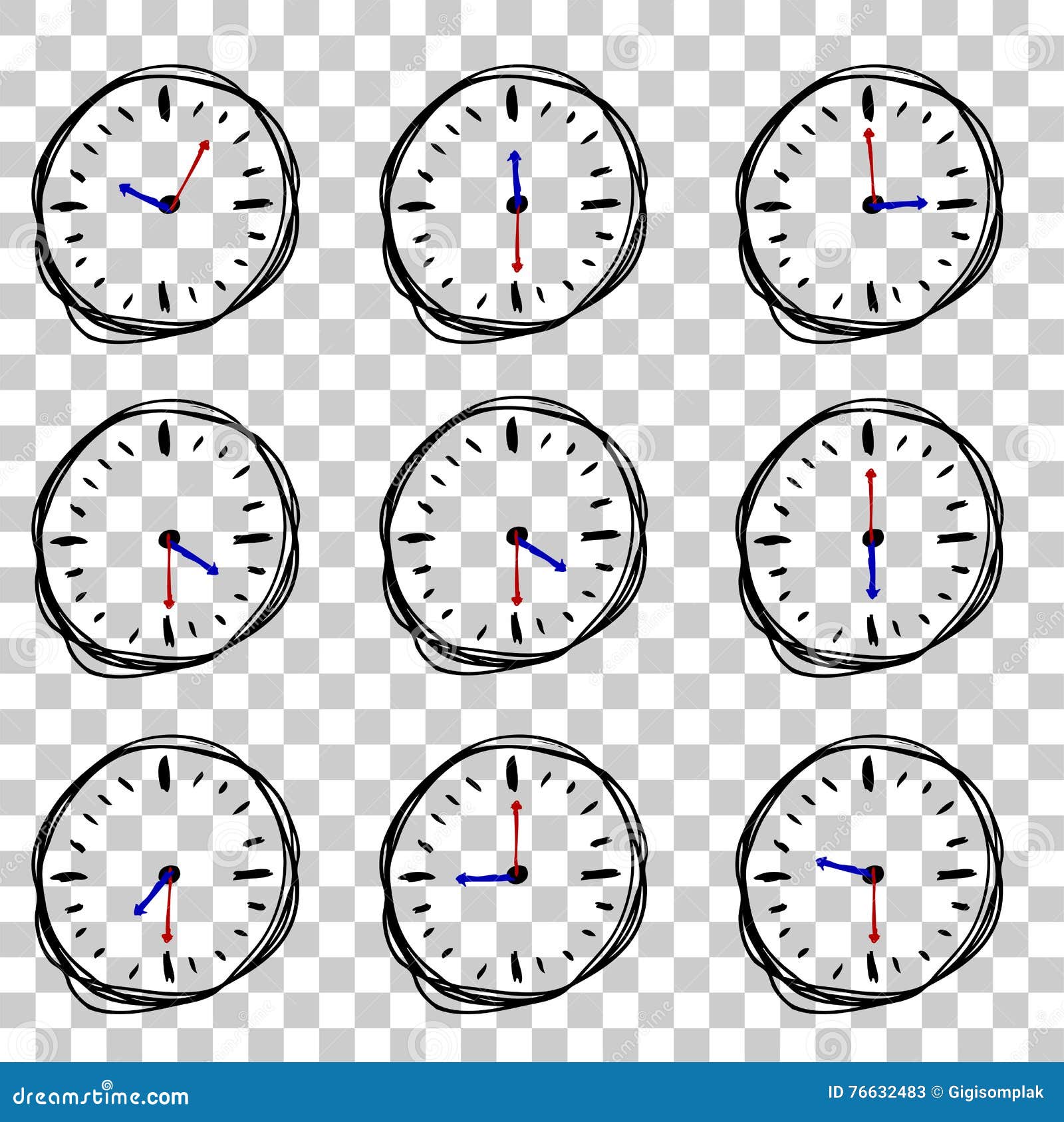 Hand Draw Sketch of Clock Illustration for Education Stock Vector ...