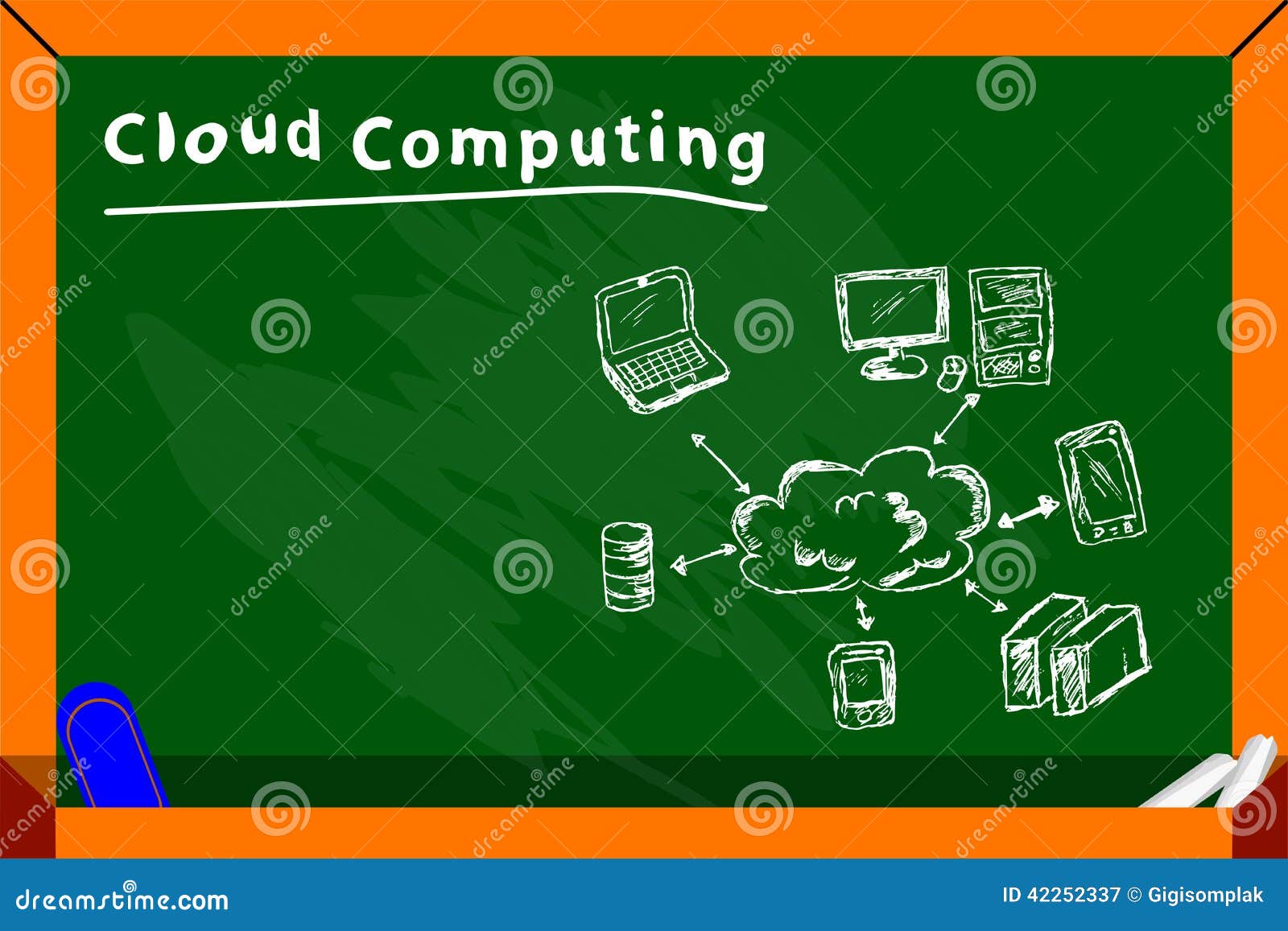 Hand Draw Sketch, Cloud Computing Stock Vector - Illustration of ...