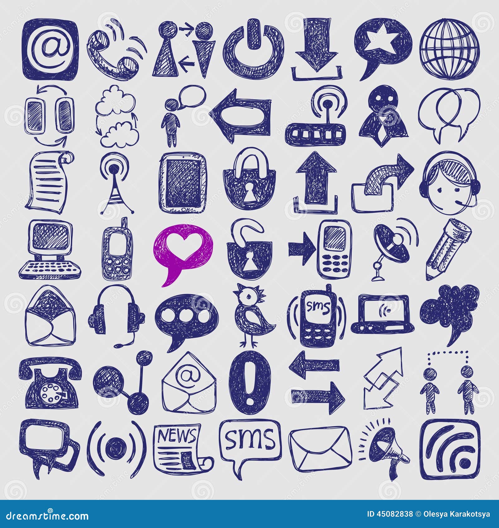 Hand Draw Sketch Communication Element Collection Stock Vector ...